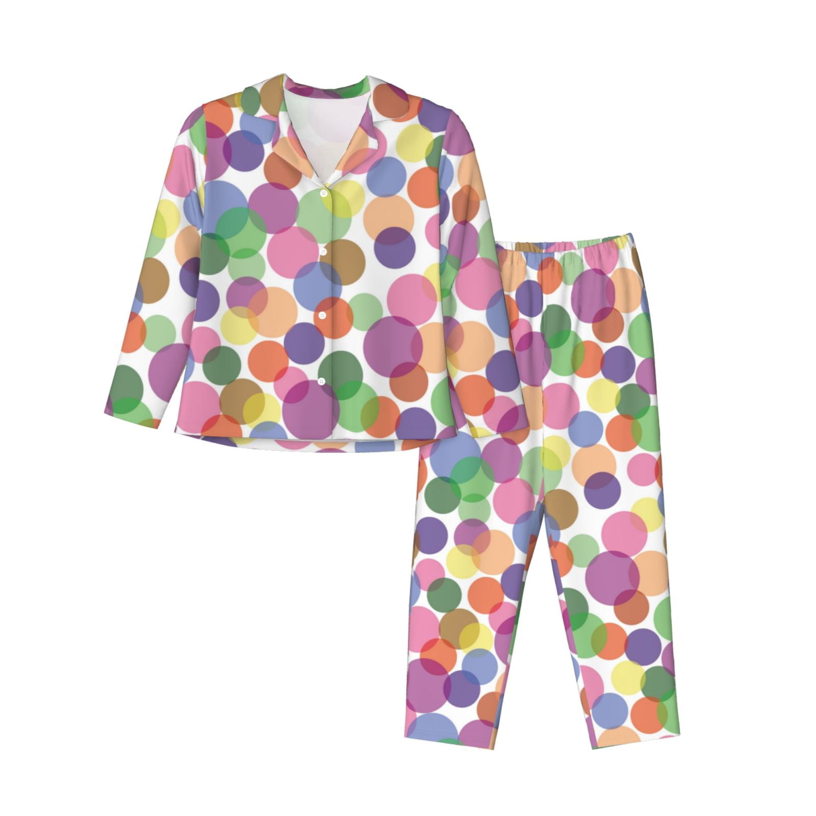 Pajamas for Women Set - colorful Polka dot cute Comfy Long Sleeve ...