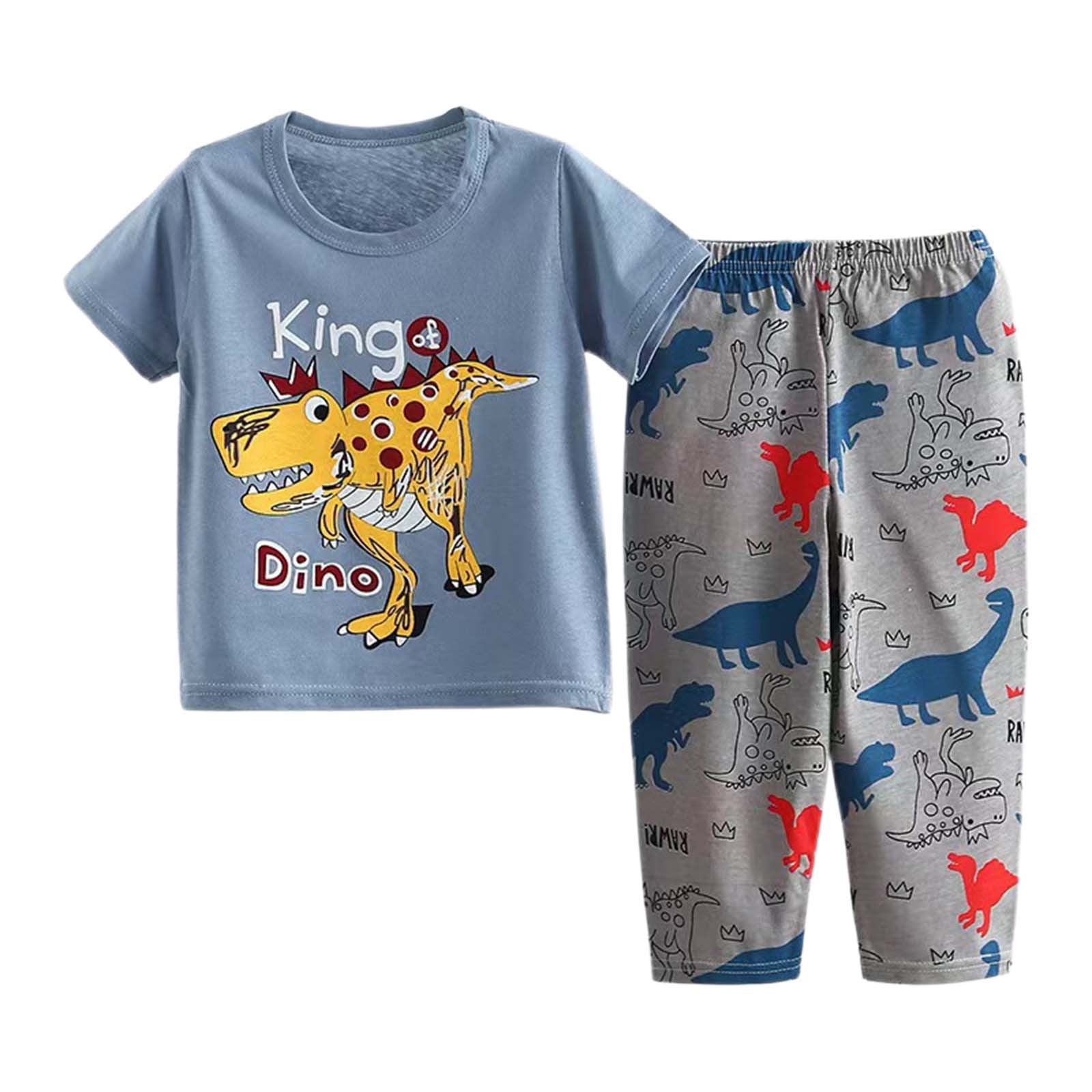 Pajamas for Boys Cute Cartoon Short Sleeve and Pants Sleepwear 2-pieces ...