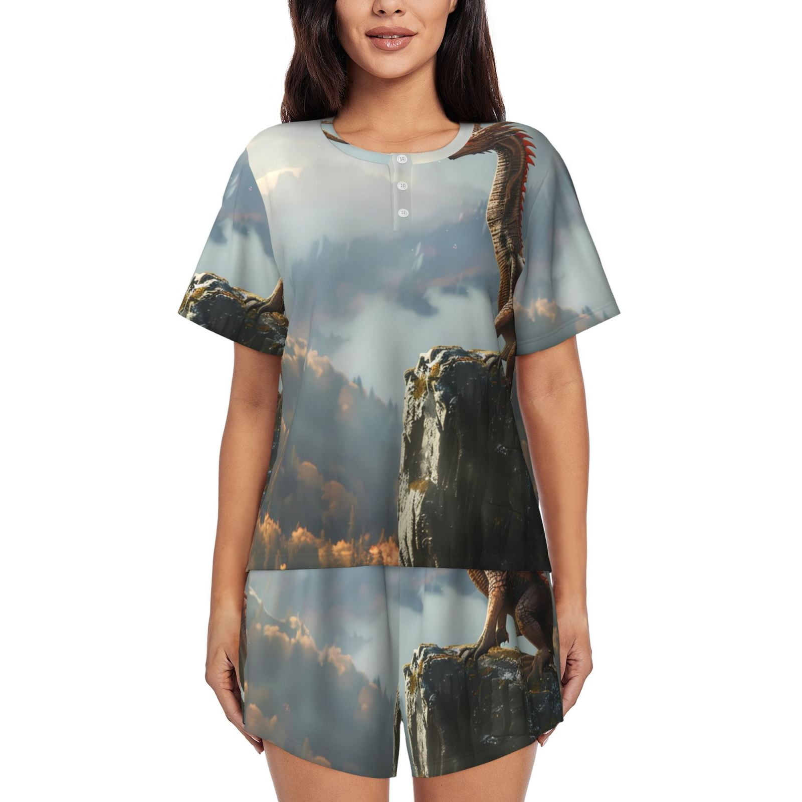 Pajamas for Women Set, Autumn Dragon Mountain View PJ Lounge Sets for ...