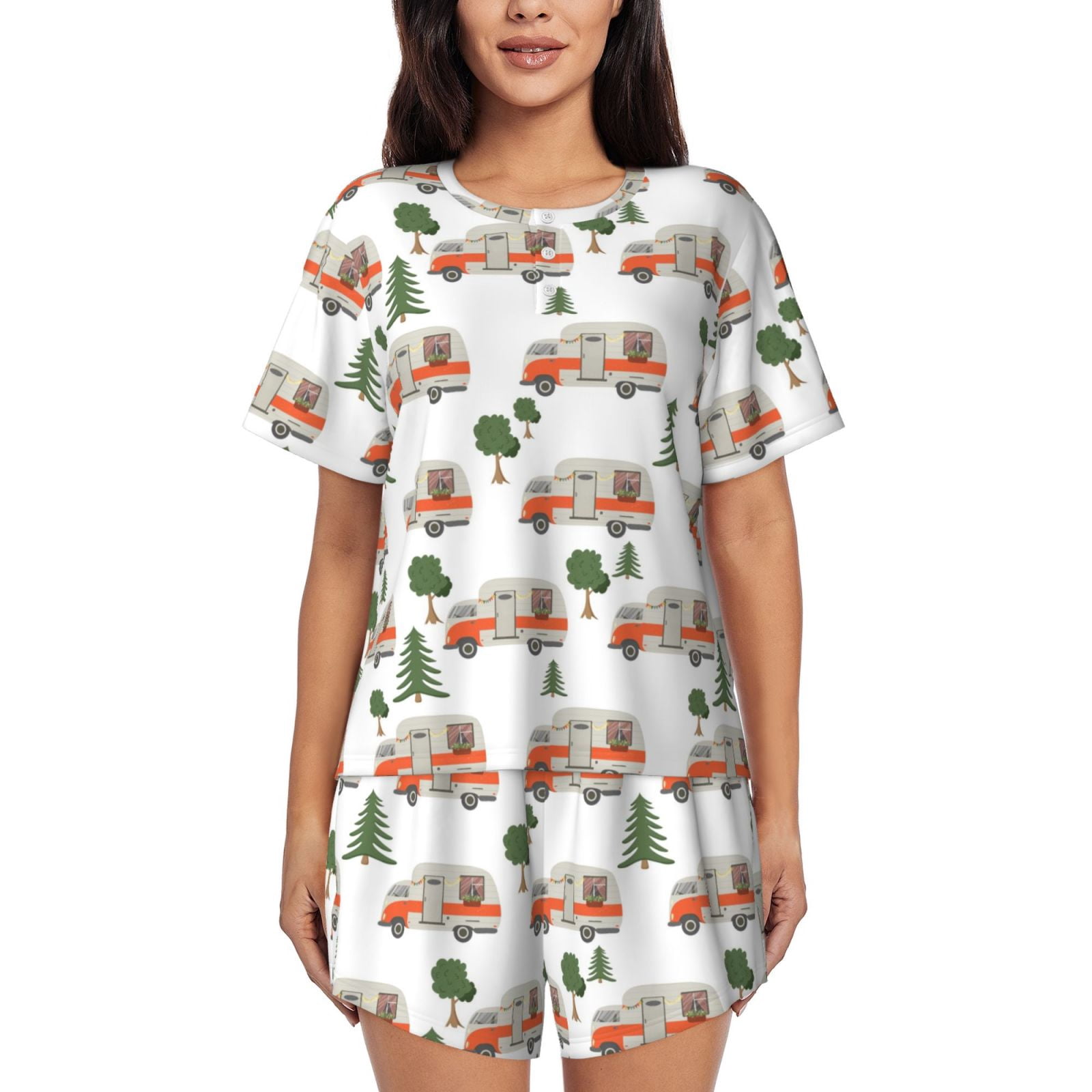 Pajamas for Women Set, Camp Van PJ Lounge Sets for Women 2 Piece, Soft ...
