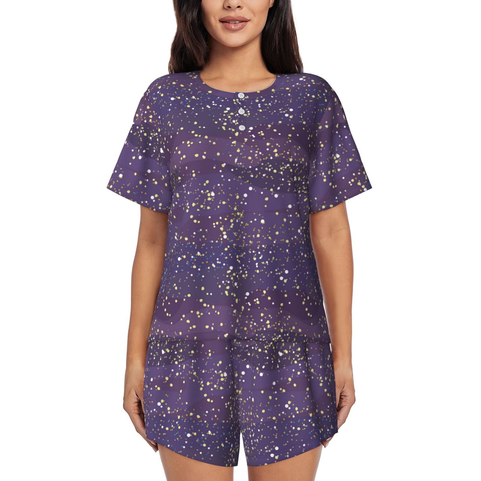 Pajamas for Women Set, Cosmos Starry sky shiny PJ Lounge Sets for Women ...