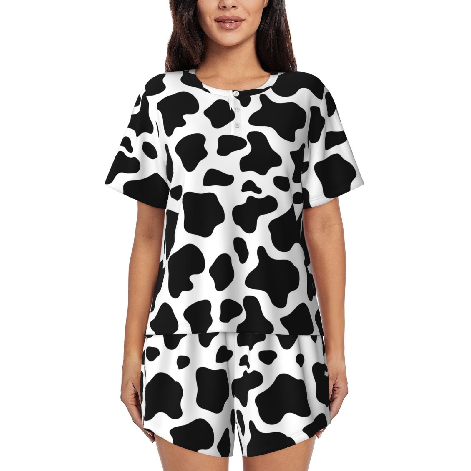 Pajamas for Women Set, Cow print pattern PJ Lounge Sets for Women 2 ...
