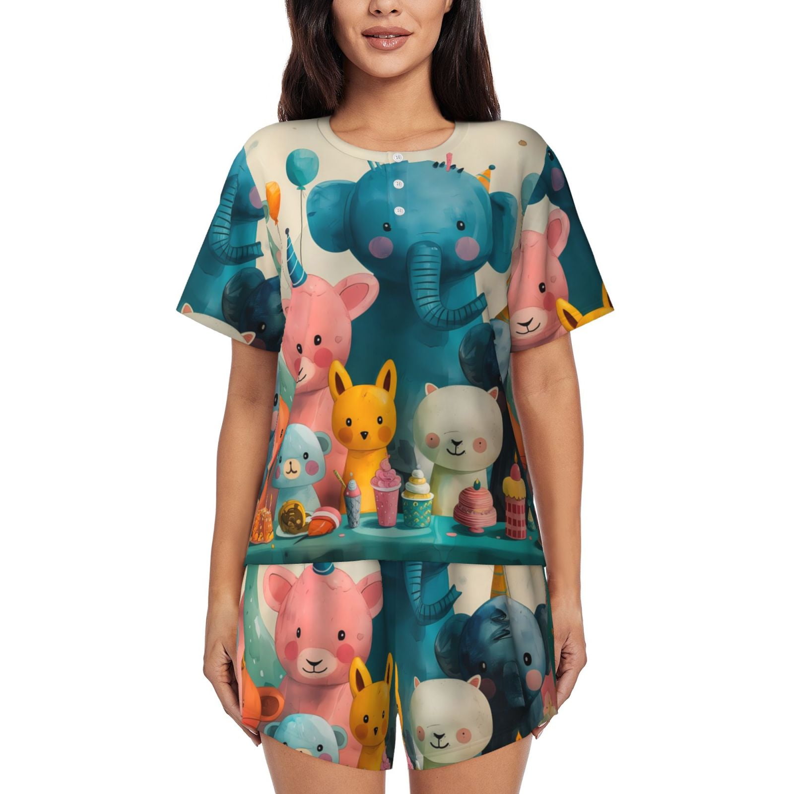 Pajamas for Women Set, Cute Animal Party PJ Lounge Sets for Women 2 ...