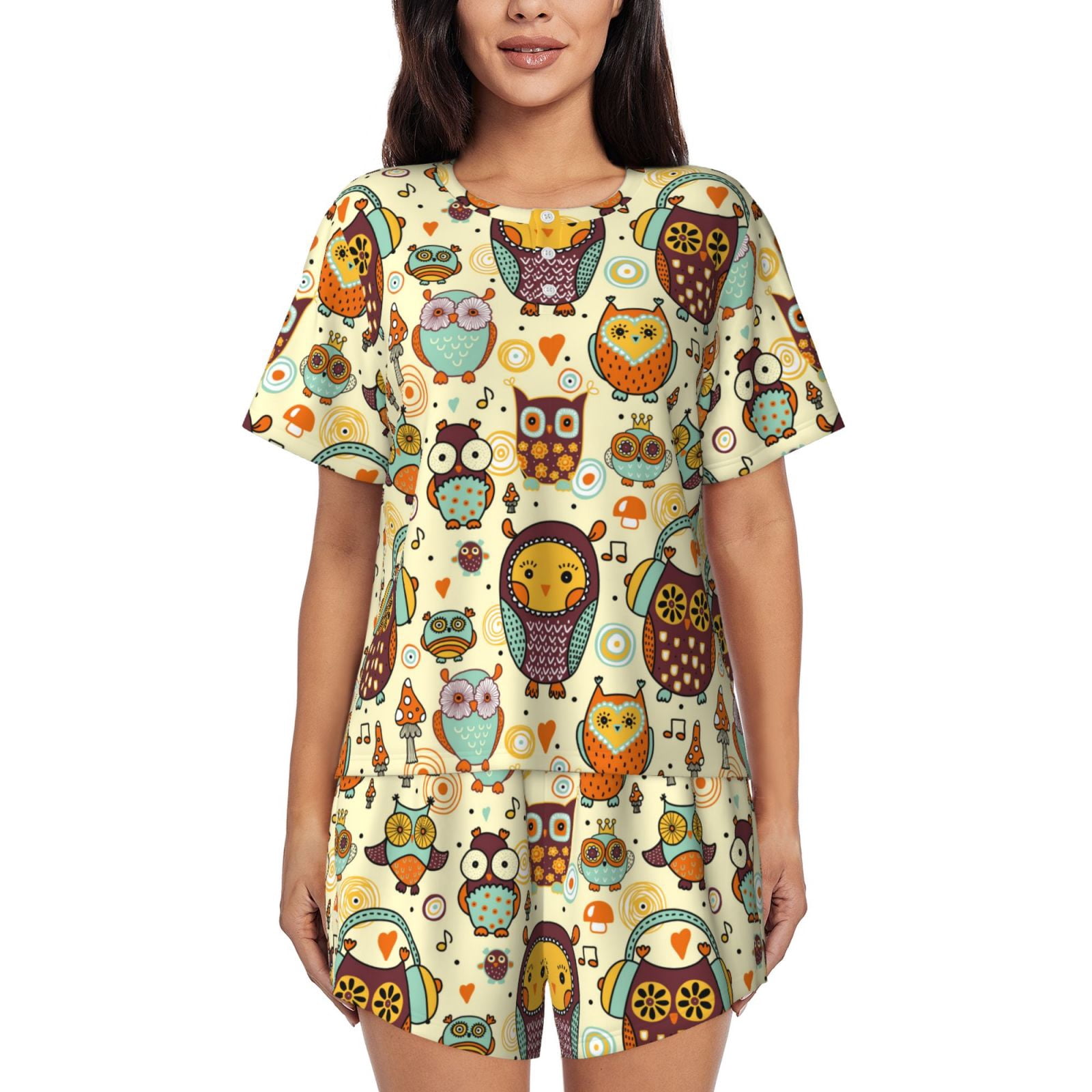 Pajamas for Women Set, Cute Owls PJ Lounge Sets for Women 2 Piece, Soft ...