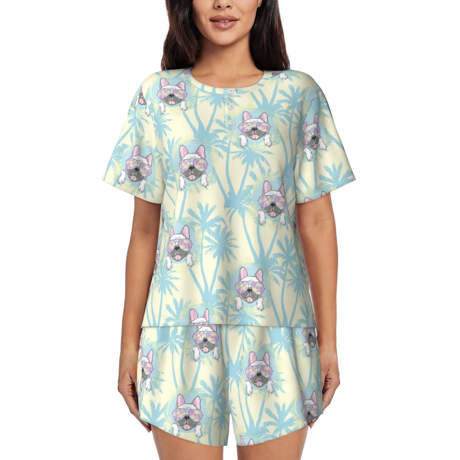Pajamas for Women Set, French Bulldog 3 PJ Lounge Sets for Women 2 ...