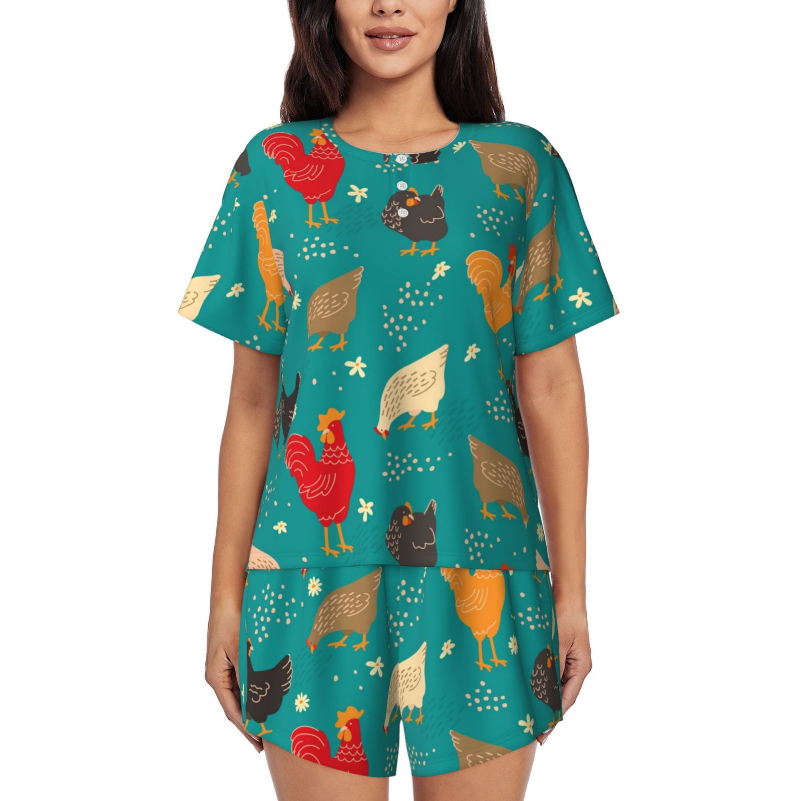 Pajamas for Women Set, Hens And Rooster PJ Lounge Sets for Women 2 ...