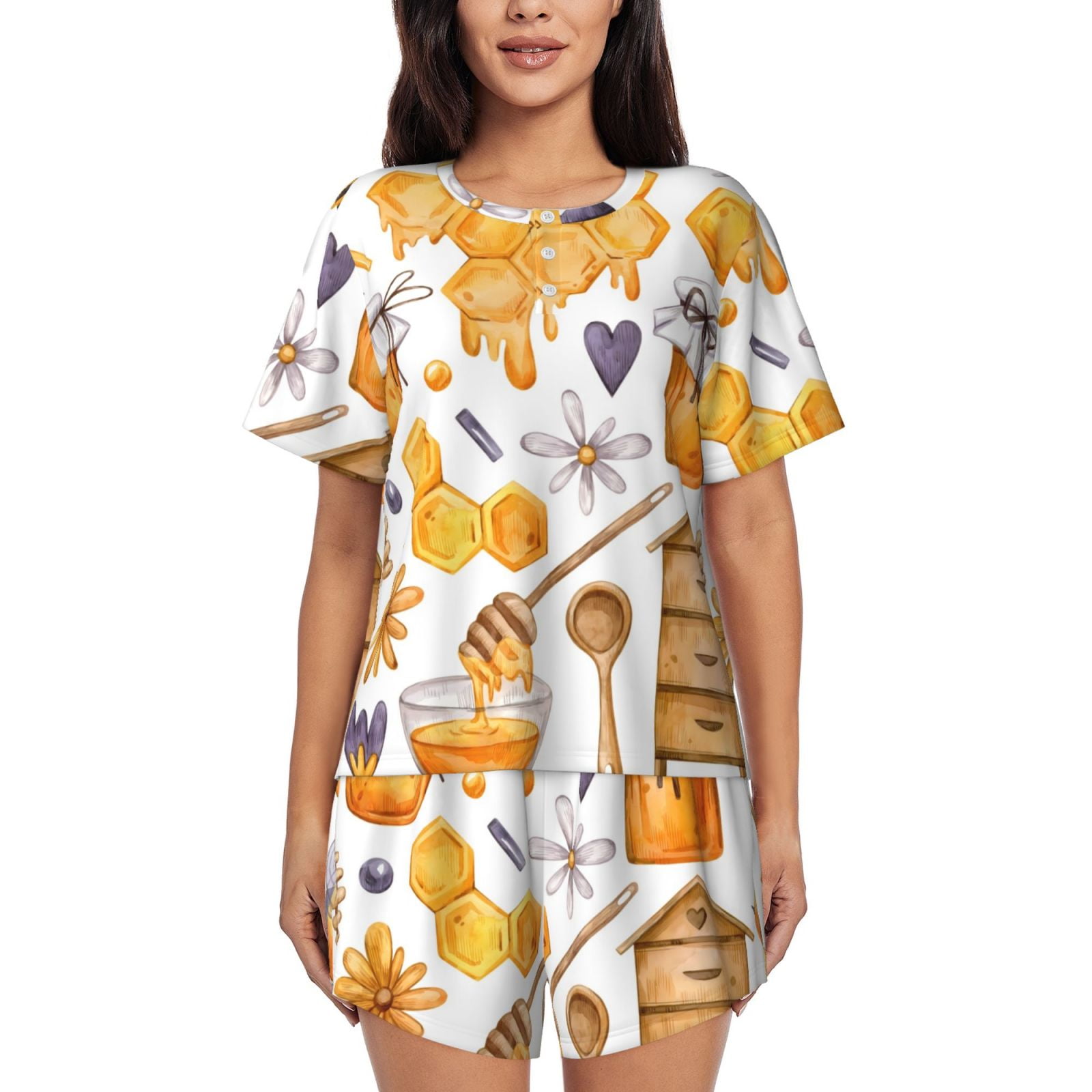 Pajamas for Women Set, Honey Bee Set PJ Lounge Sets for Women 2 Piece ...