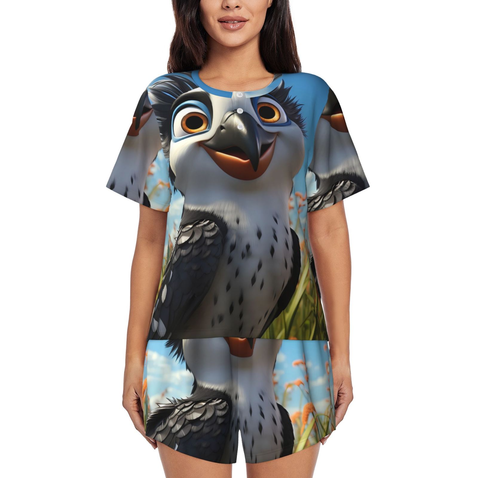 Pajamas for Women Set, Joyful Animated Bird PJ Lounge Sets for Women 2 ...