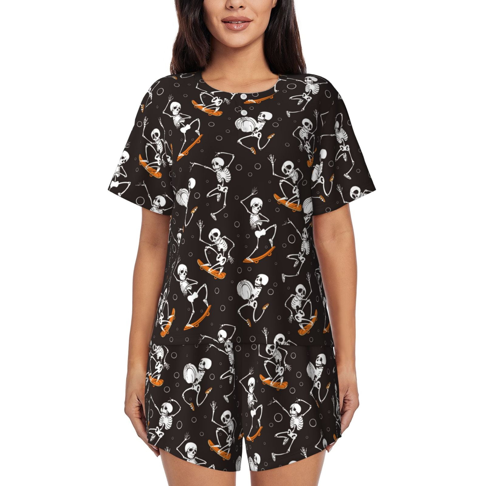 Pajamas for Women Set Jumping Skull Soft Short Pj Sets for Women ...