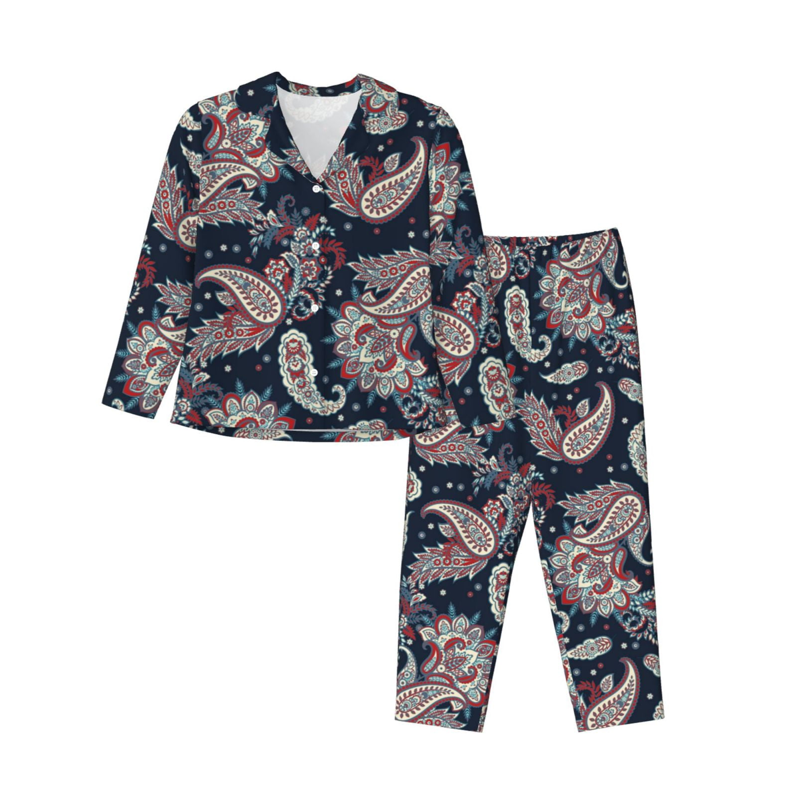 Pajamas for Women Set - Paisley Pattern No.9070 Long Sleeve Womens ...