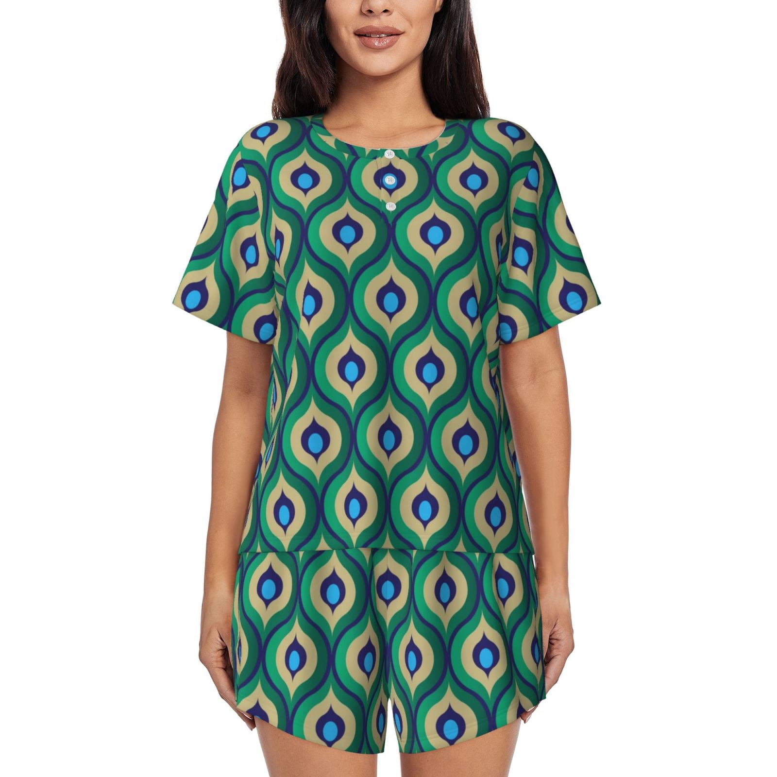 Pajamas for Women Set, Peacock'S Tail PJ Lounge Sets for Women 2 Piece ...