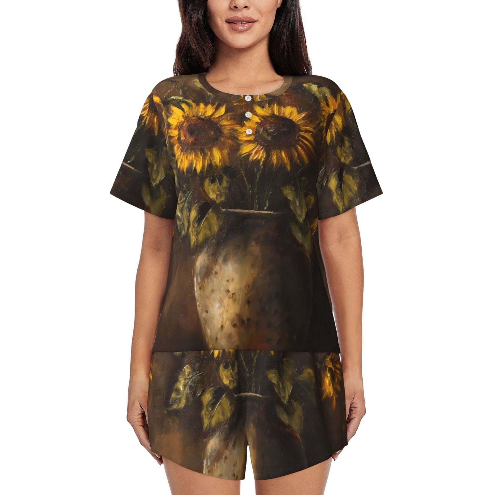 Pajamas for Women Set, Rustic Sunflower Bouquet PJ Lounge Sets for ...