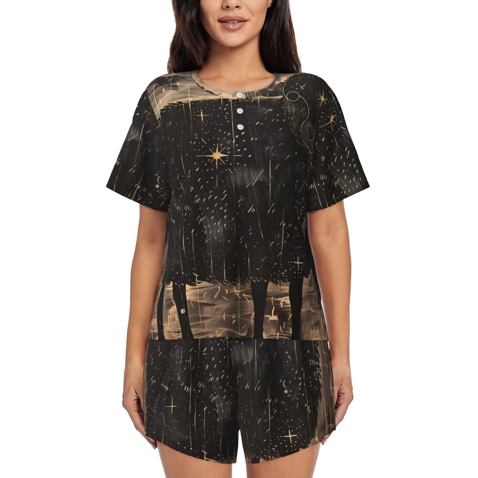 Pajamas for Women Set, Starry Night Black Sheep PJ Lounge Sets for ...