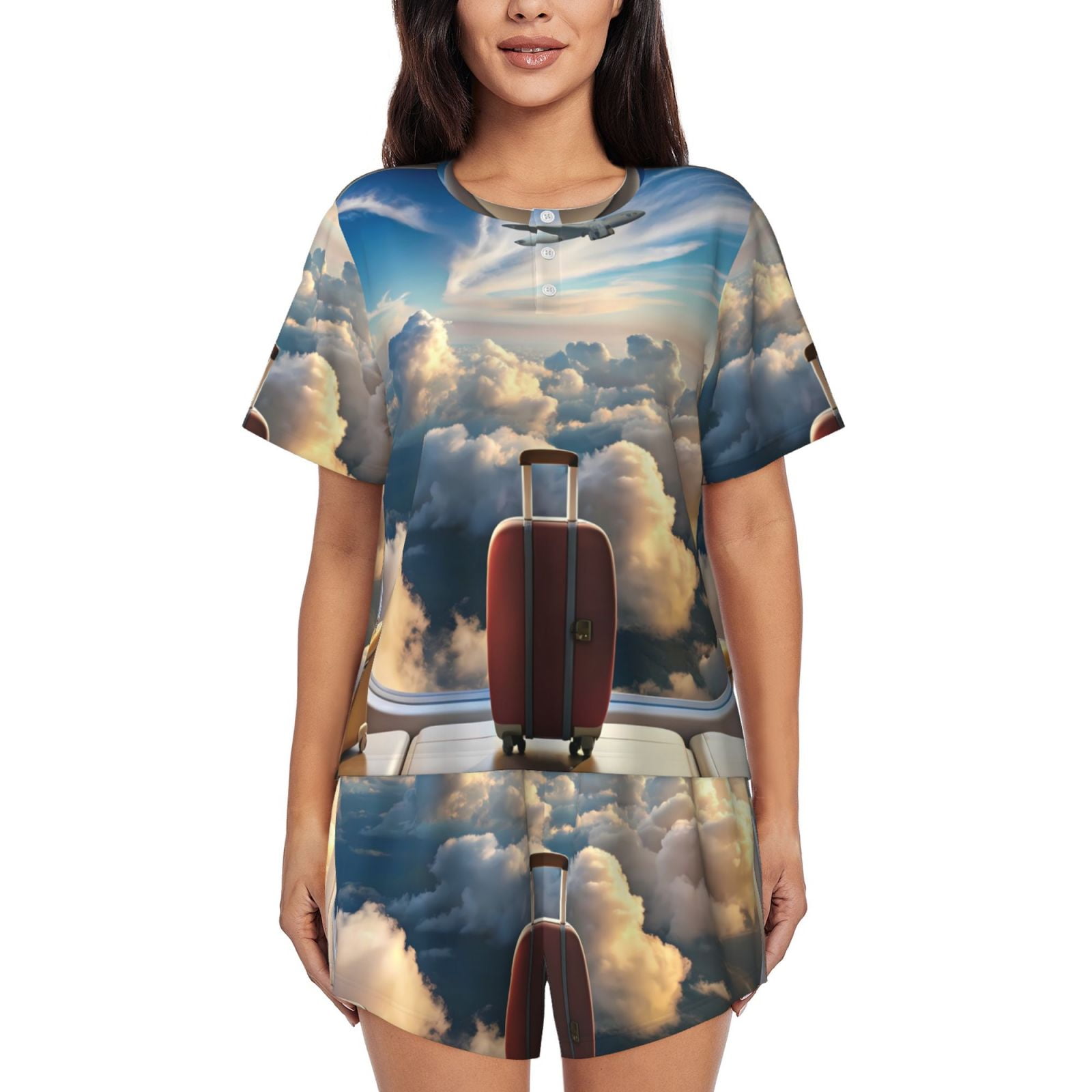 Pajamas for Women Set, Sunset Airplane Travel View PJ Lounge Sets for ...