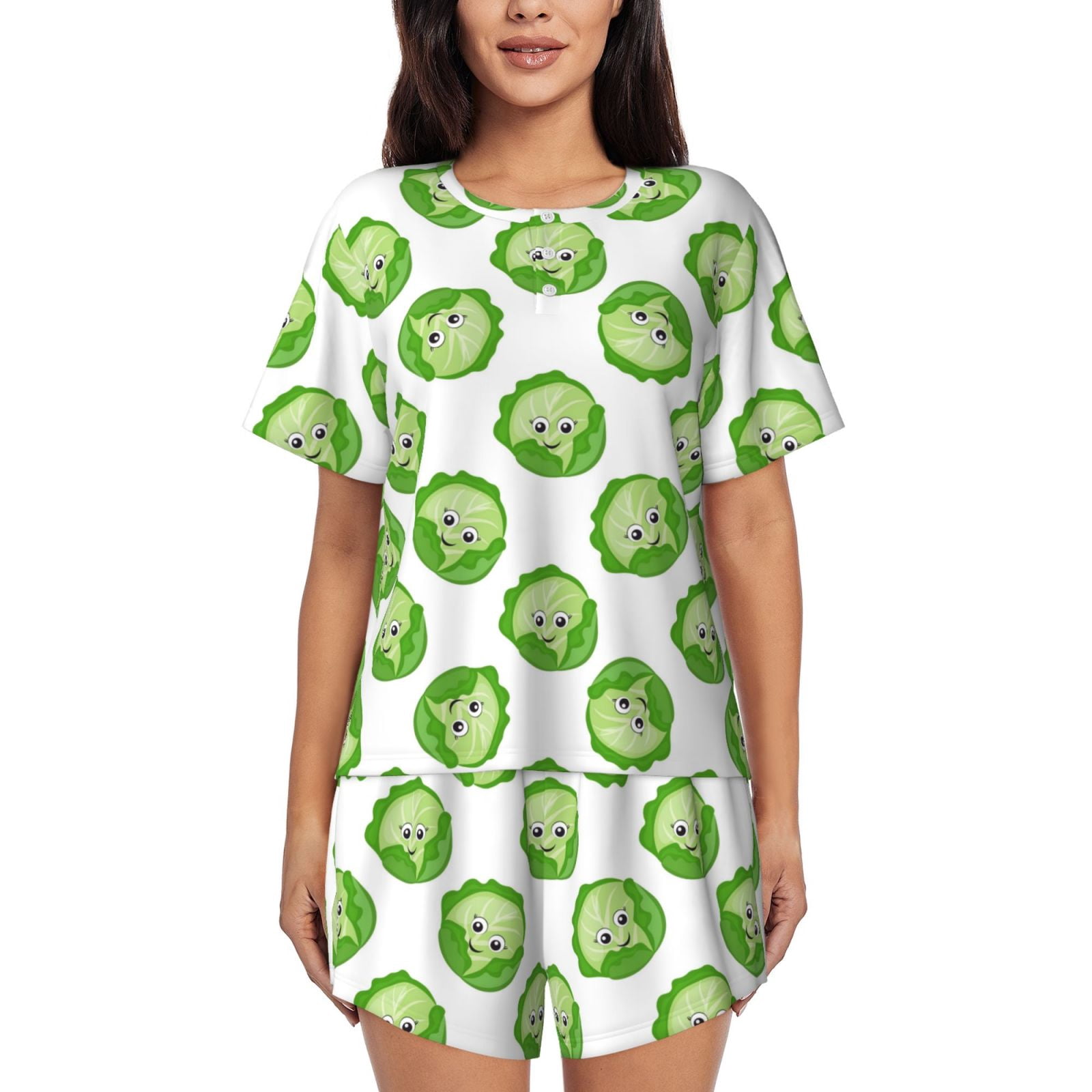 Pajamas for Women Set, bright cabbage cute eyes funny PJ Lounge Sets ...