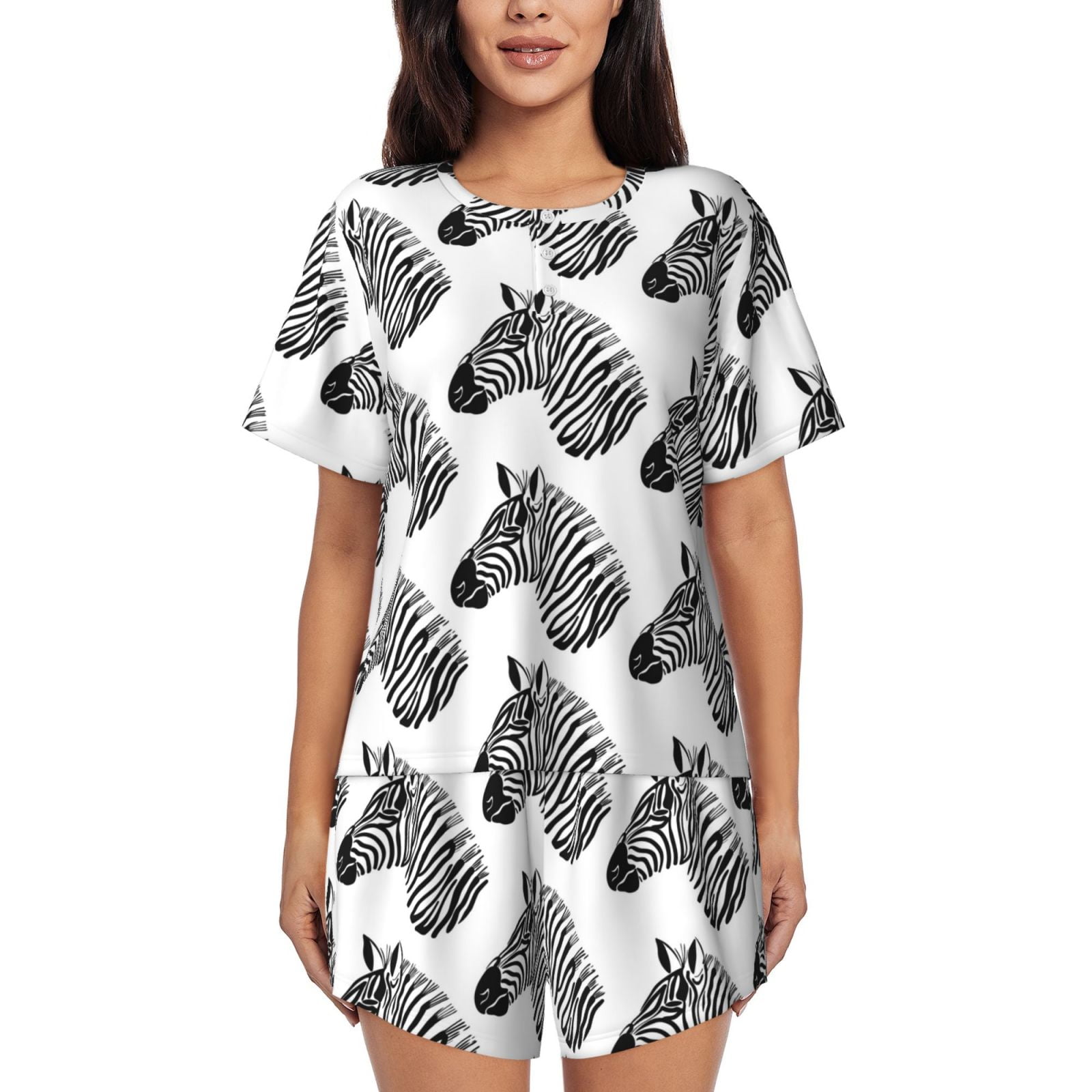 Pajamas for Women Set, cool zebra black white PJ Lounge Sets for Women ...