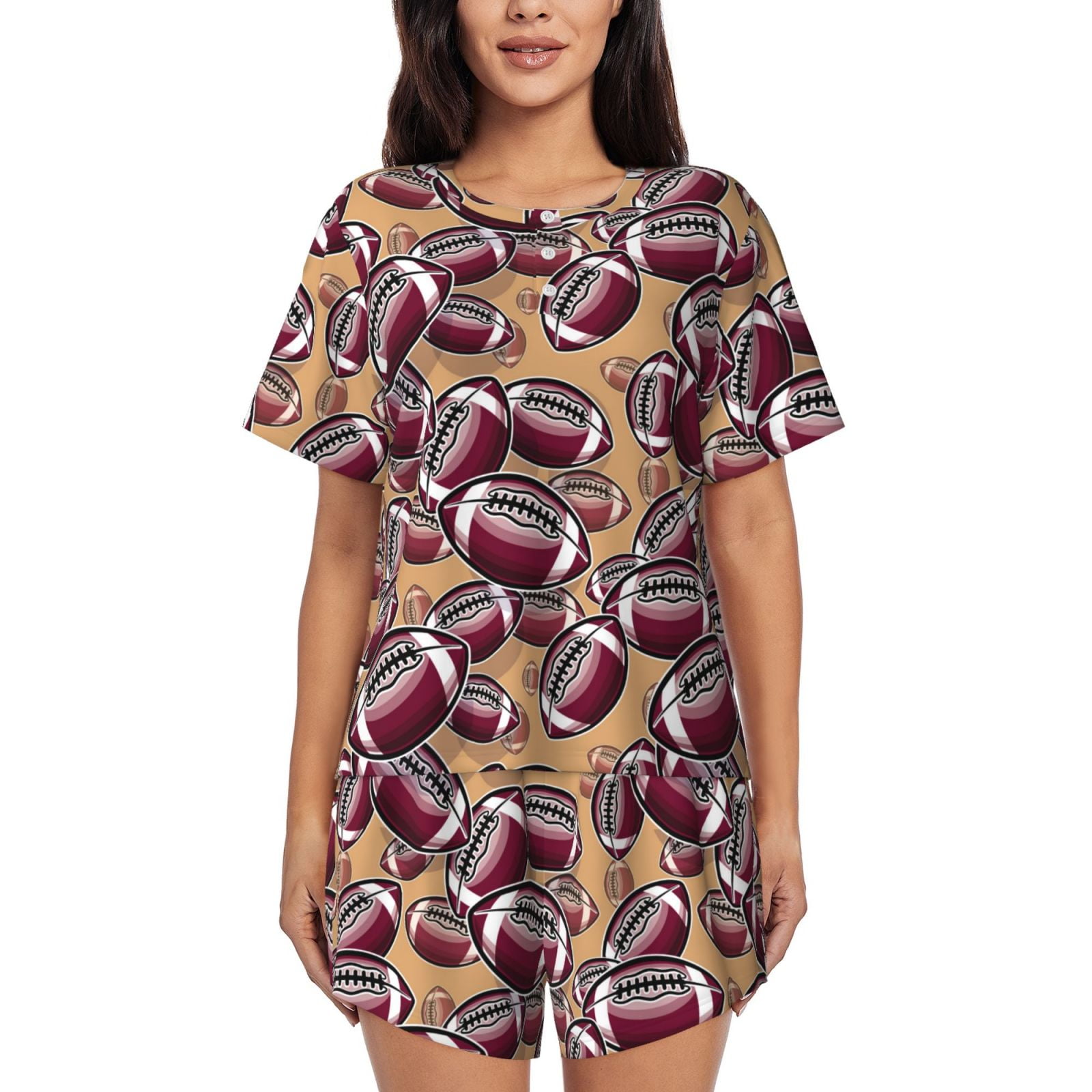 Pajamas for Women Set, purple American football rugby cute PJ Lounge ...