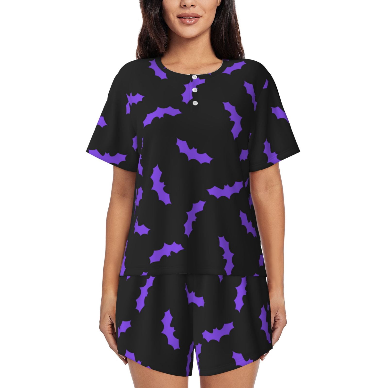 Pajamas for Women Set, purple bats black cool PJ Lounge Sets for Women ...