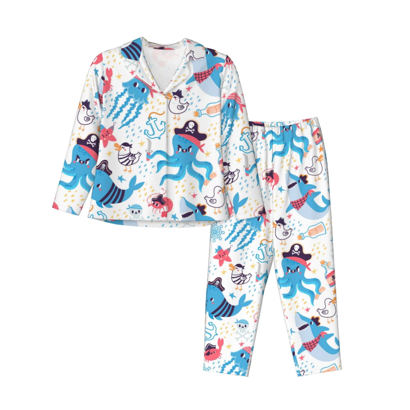 Pajamas for Women Sets, Cute Pirate Shark Whale Octopus Lounge Sets ...