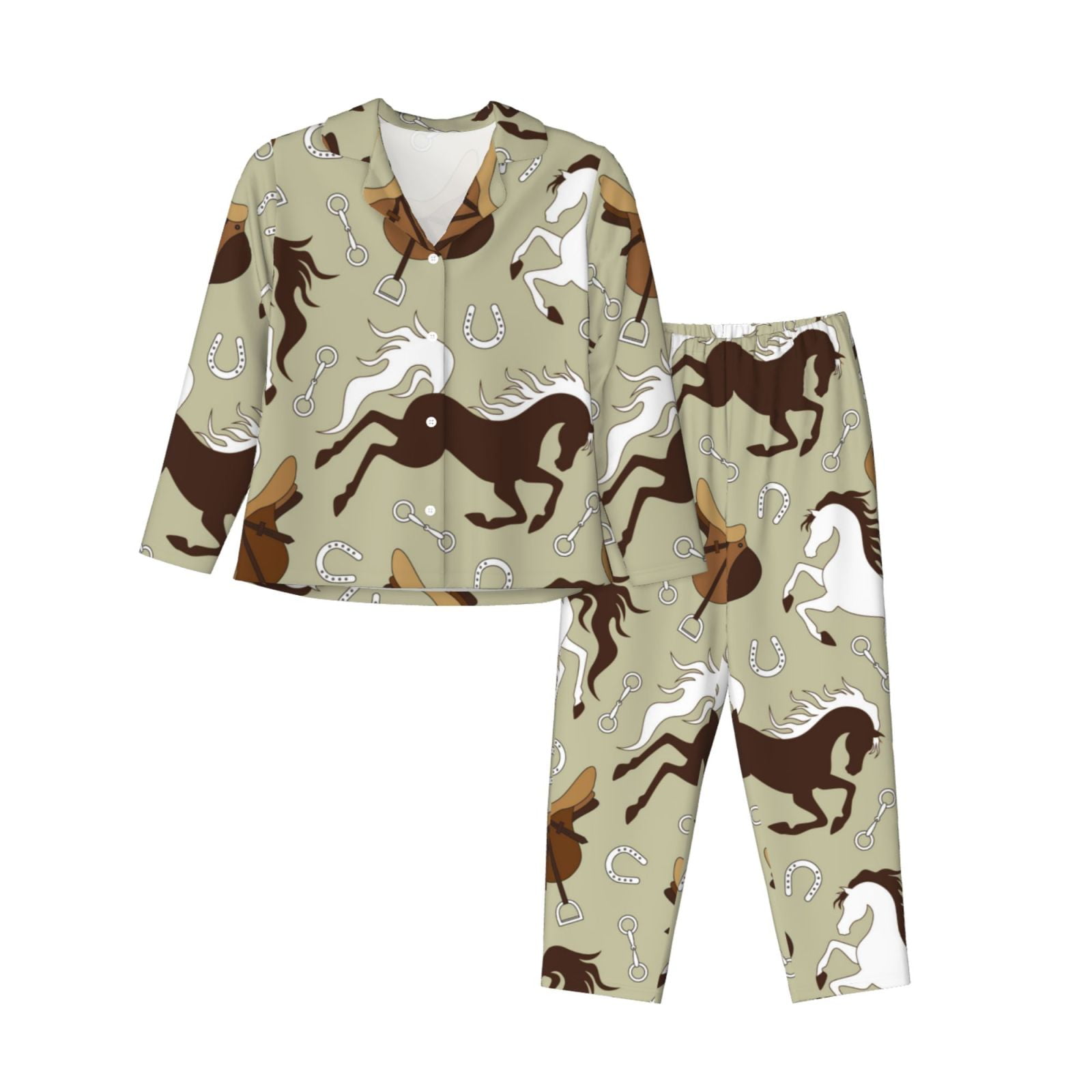 Pajamas for Women Sets, Minimalist Cool Horse Saddle_A Lounge Sets Long ...