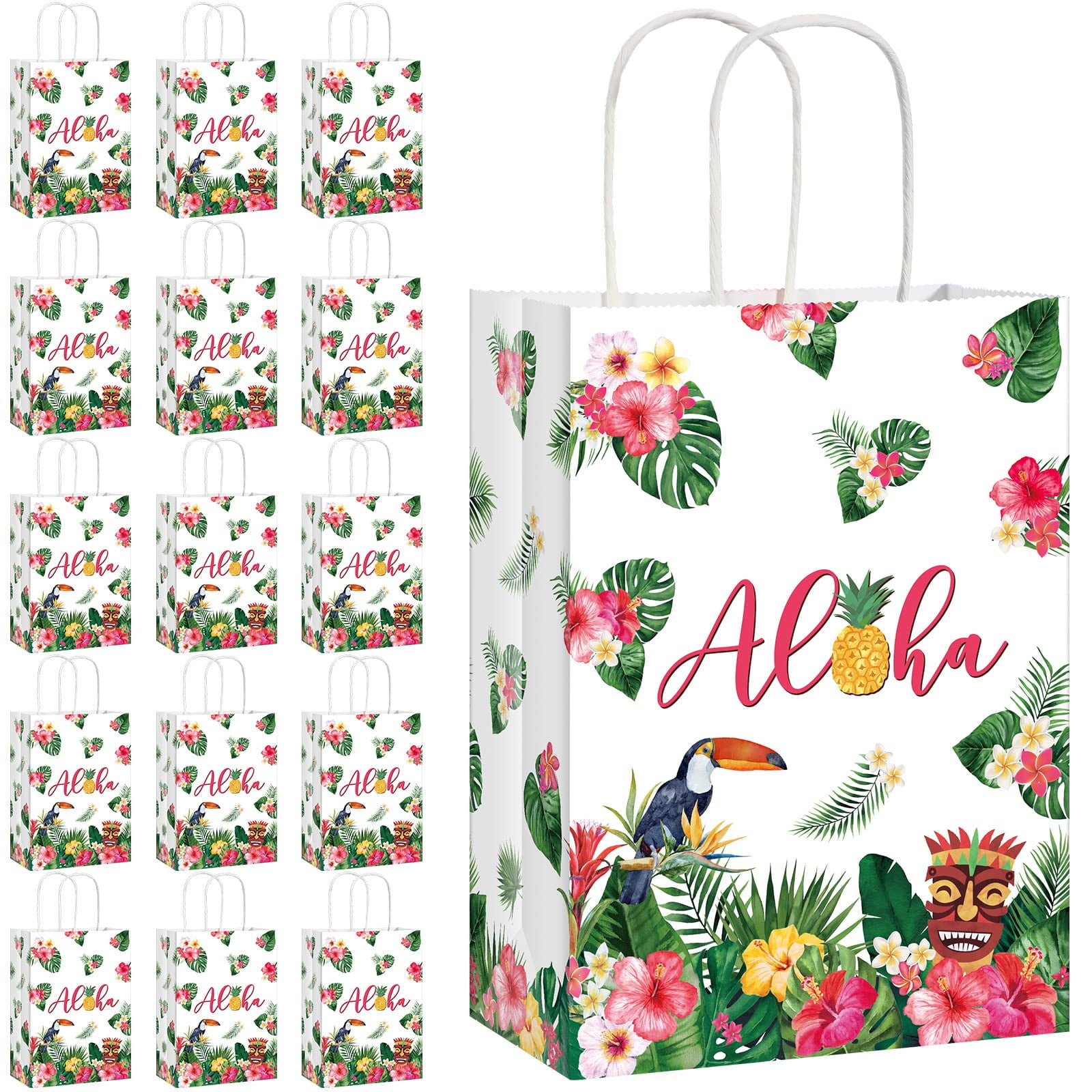 Pajean 16 Pack Hawaiian DEF29 Gift Bag Luau Party Summer Tropical Palm ...