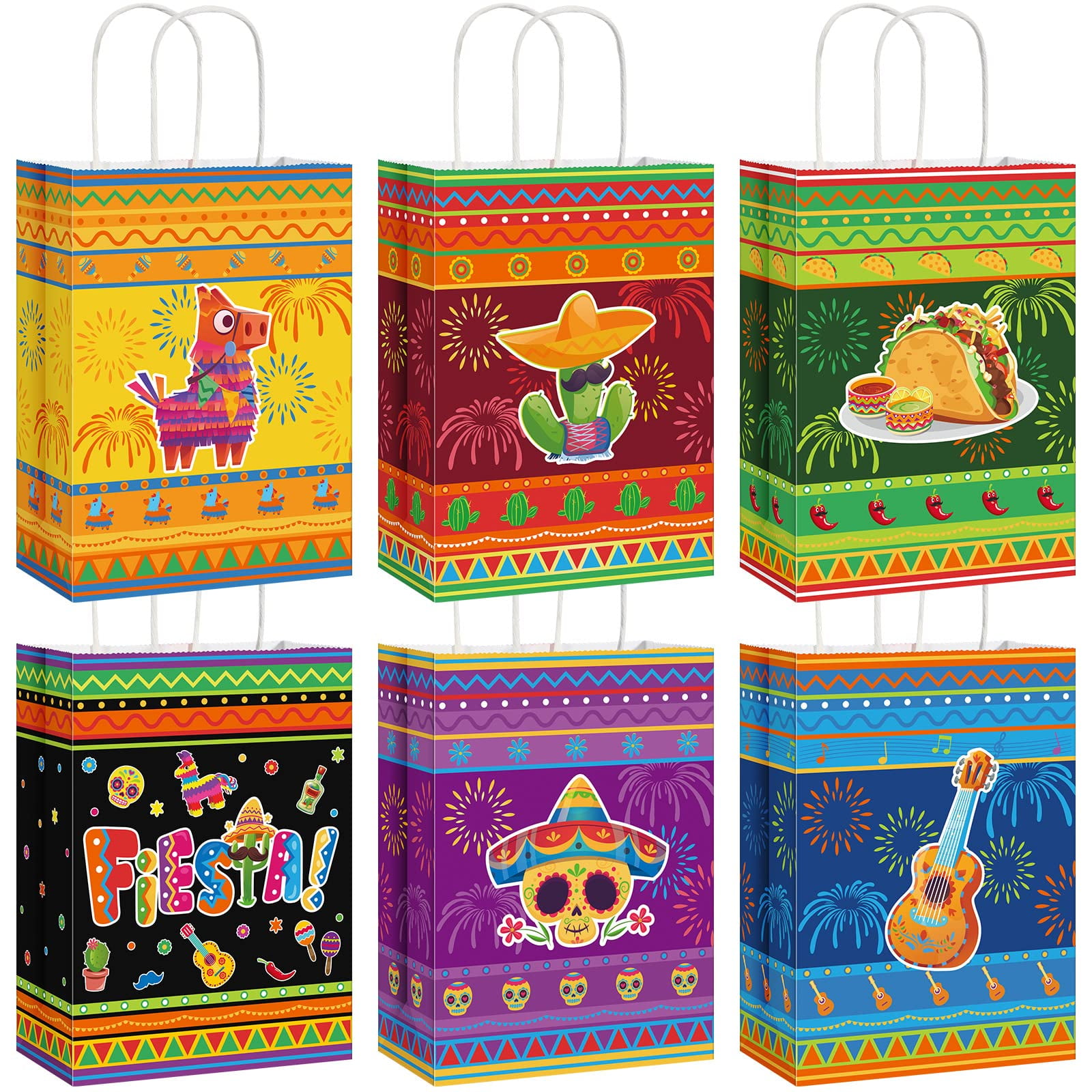 Pajean 18 Packs Fiesta STF9 Party Favor Bags with Handles, Cinco De ...