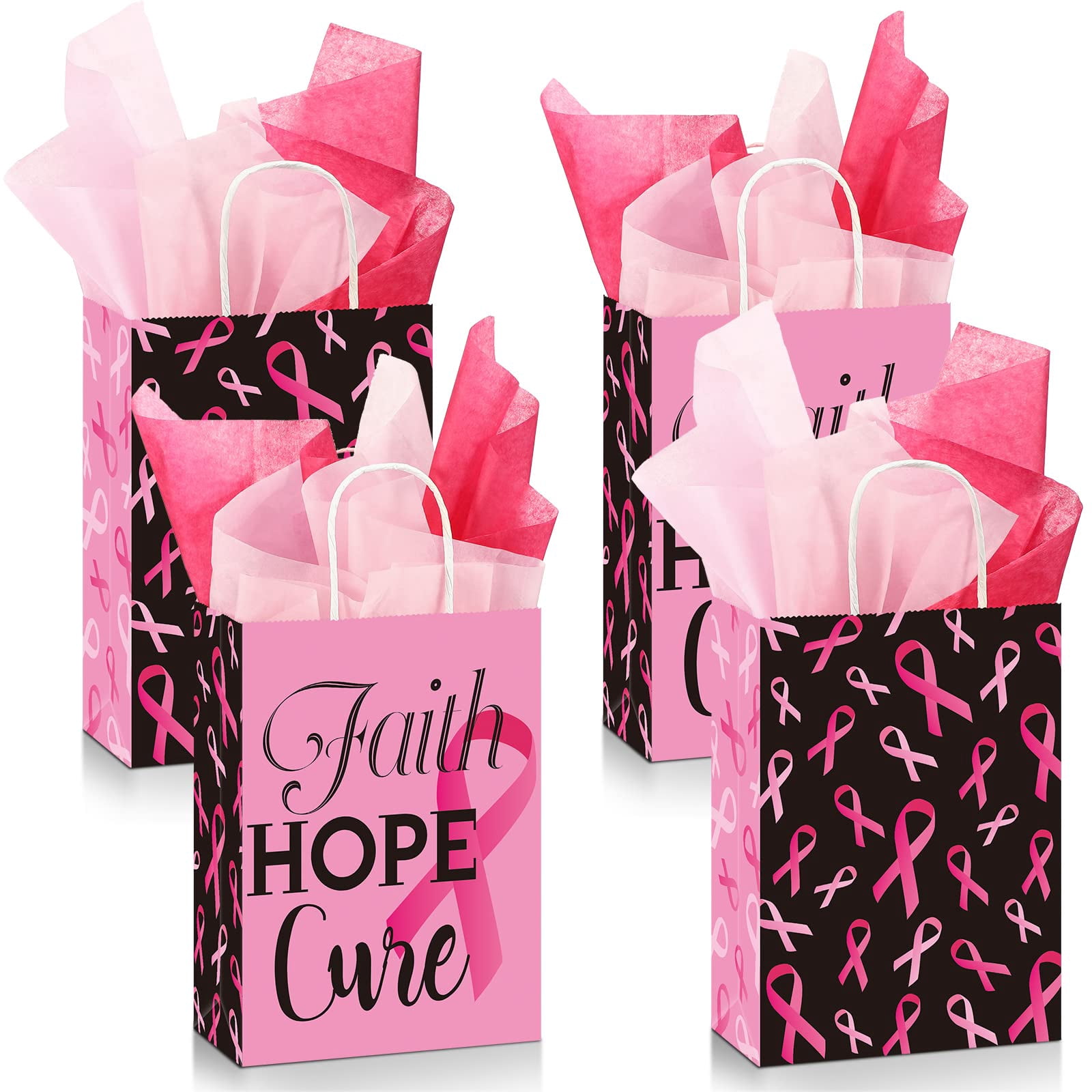 Pajean 24 Pcs Breast OKA4 Cancer Awareness Gift Bags with Tissue Paper ...