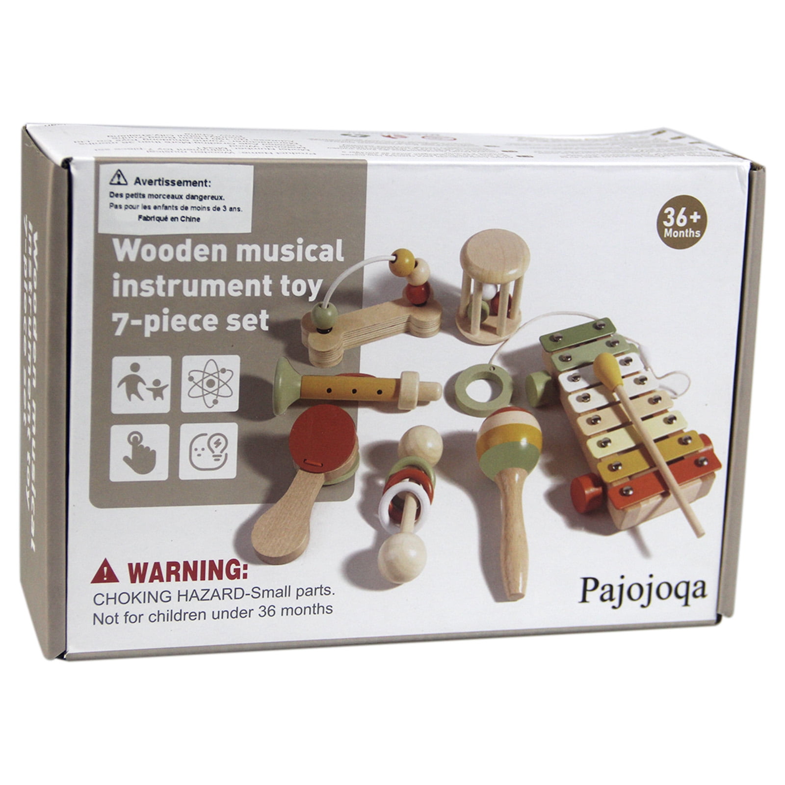 Pajojoqa Musical Instruments Set, Montessori Wooden Toys for Toddlers 1 ...