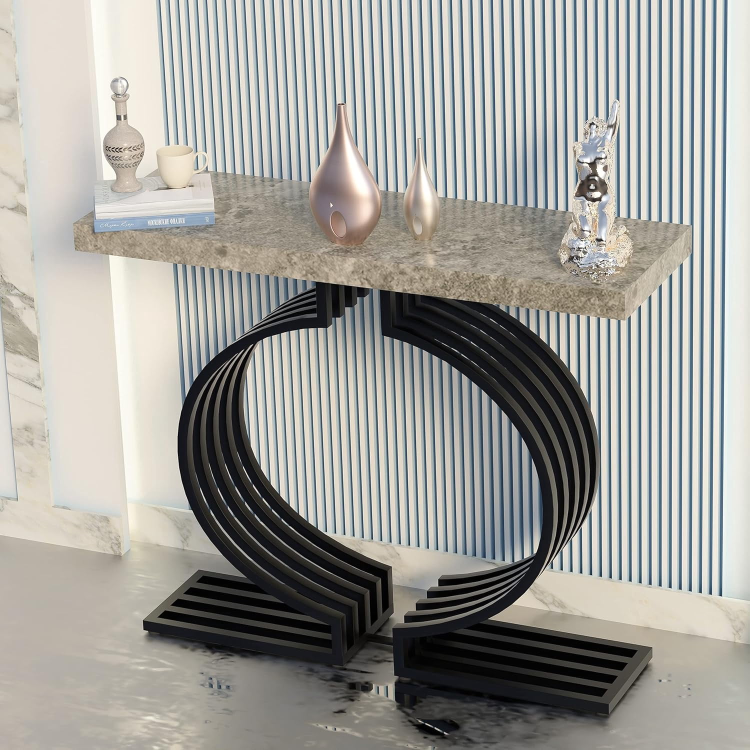 PakaLife Console Table for Living Room, 40 inches Modern Gold Console ...