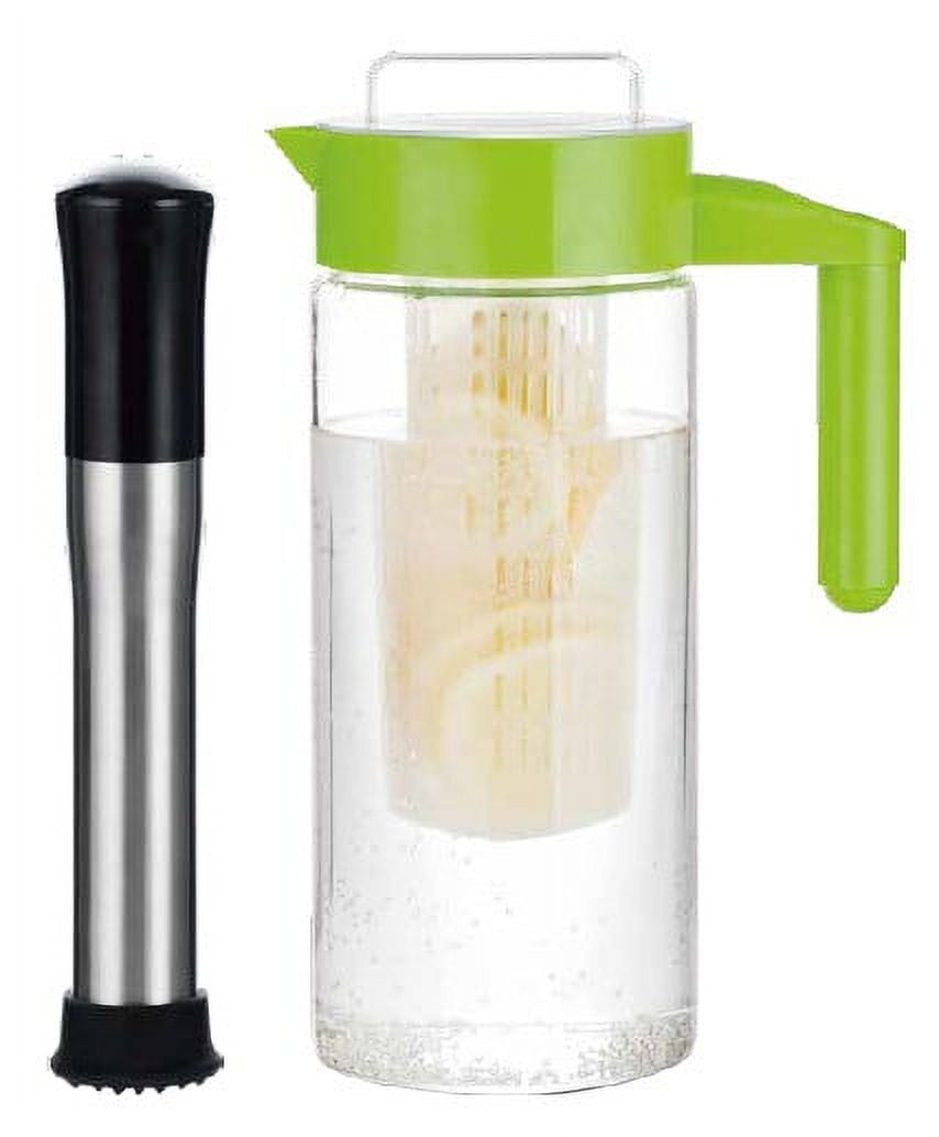 Pakhofh Glass Fruit Infusion Muddler and Pitcher (Green Pitcher & Black ...
