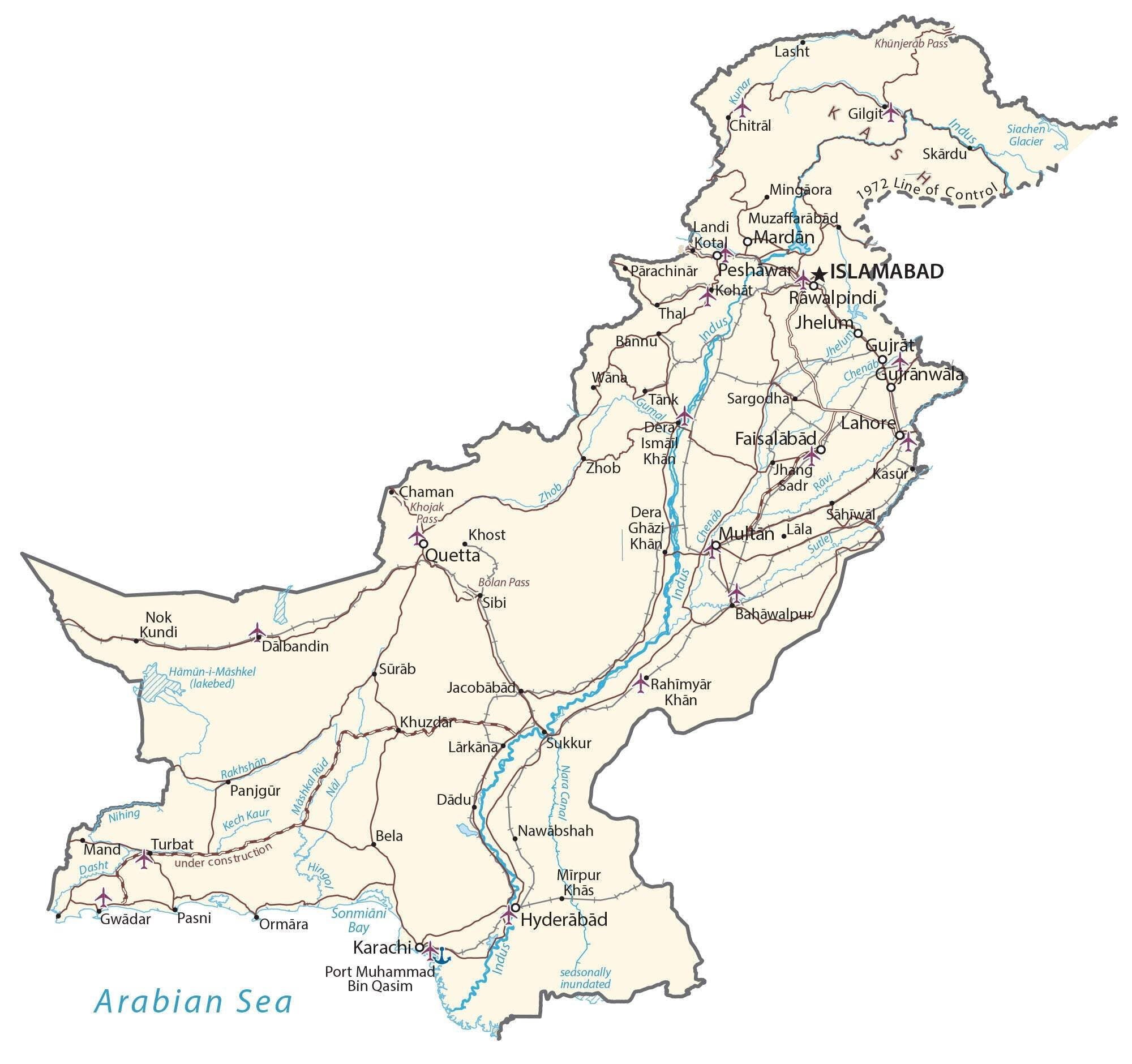 Pakistan City Road Map GLOSSY POSTER PICTURE PHOTO PRINT BANNER ...
