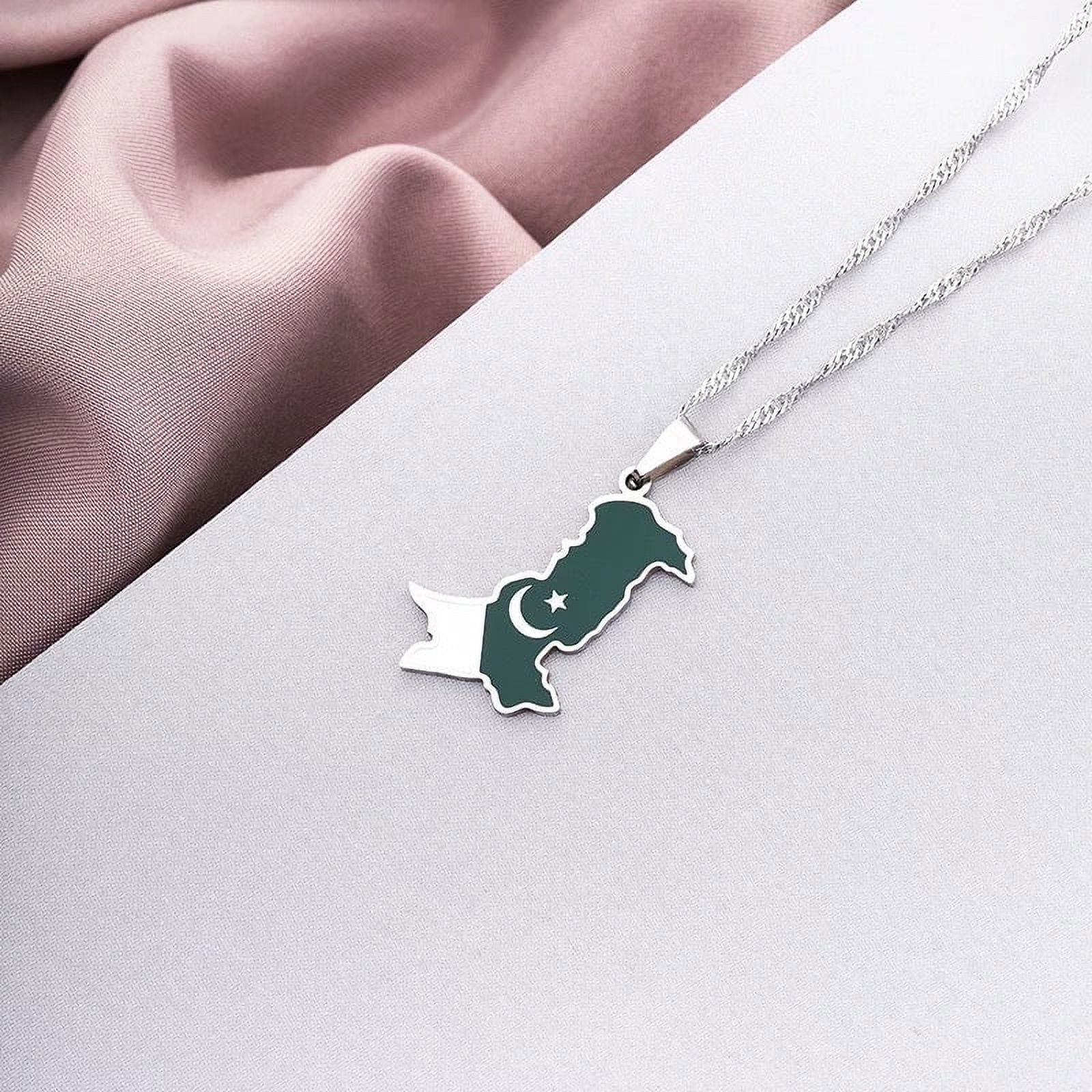 Pakistan Map Flag Necklace Chain Pendant - Walmart.com