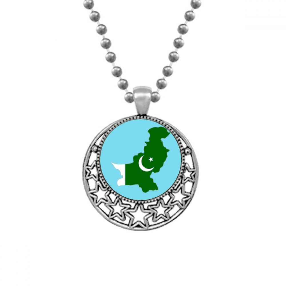 Pakistan Map Plate National Flag Country Necklaces Pendant Retro Moon ...