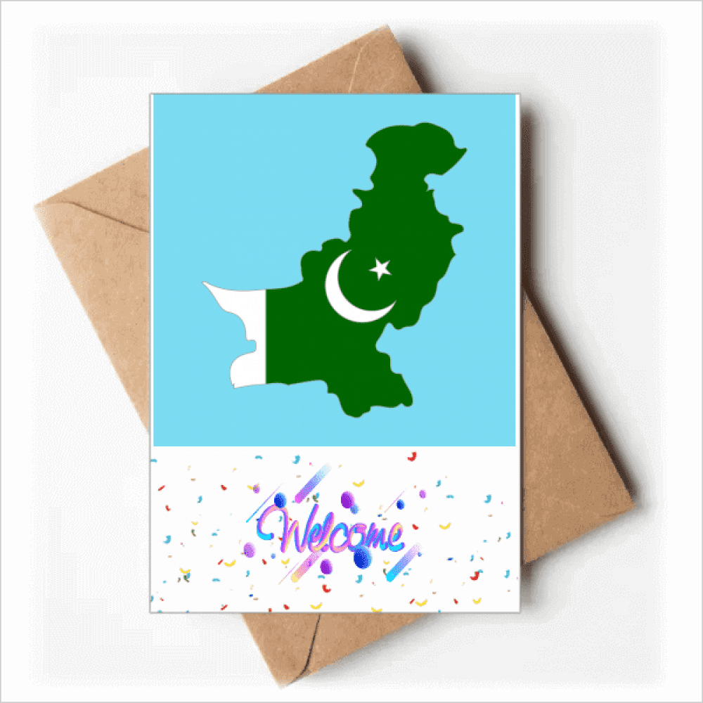 Pakistan Map Plate National Flag Country Welcome Back Greeting Cards ...