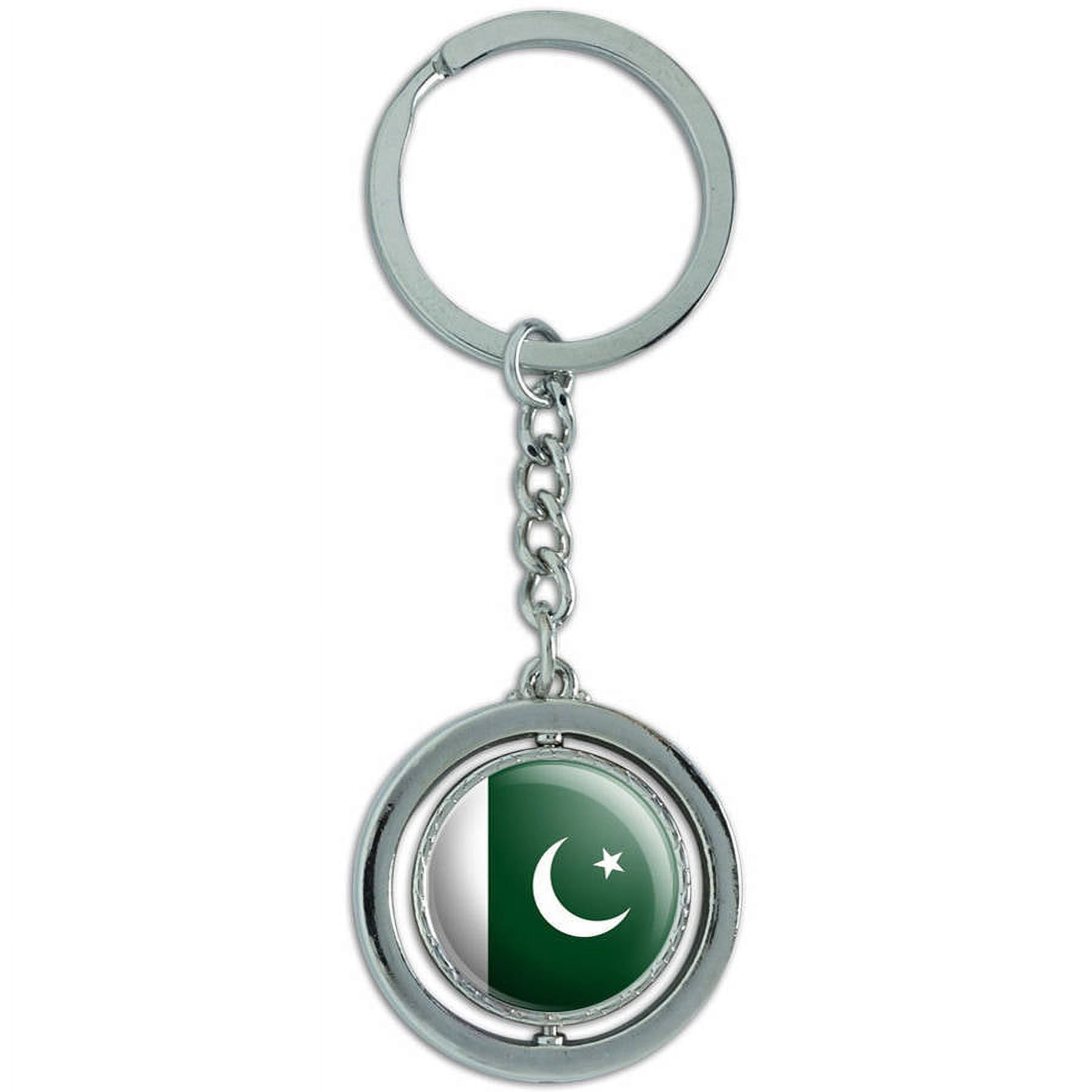 Pakistan National Country Flag Spinning Round Metal Key Chain Keychain ...