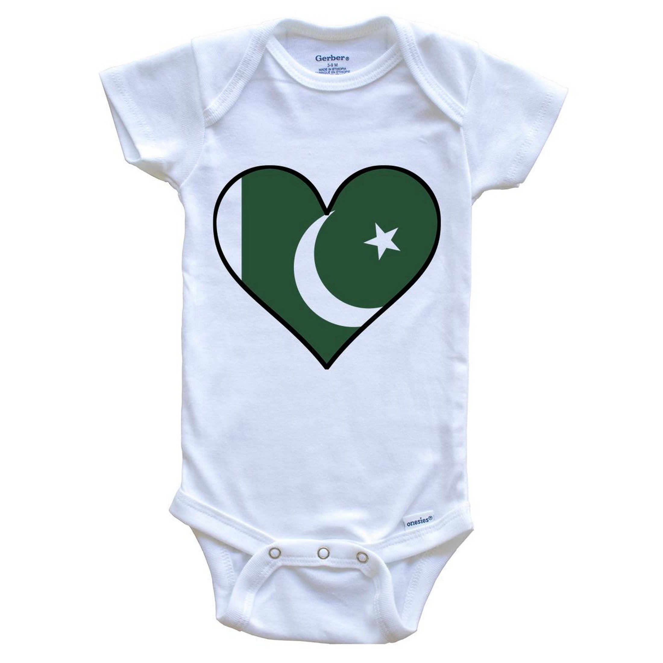 Pakistani Flag Baby Bodysuit - Cute Pakistani Flag Heart - Pakistan ...