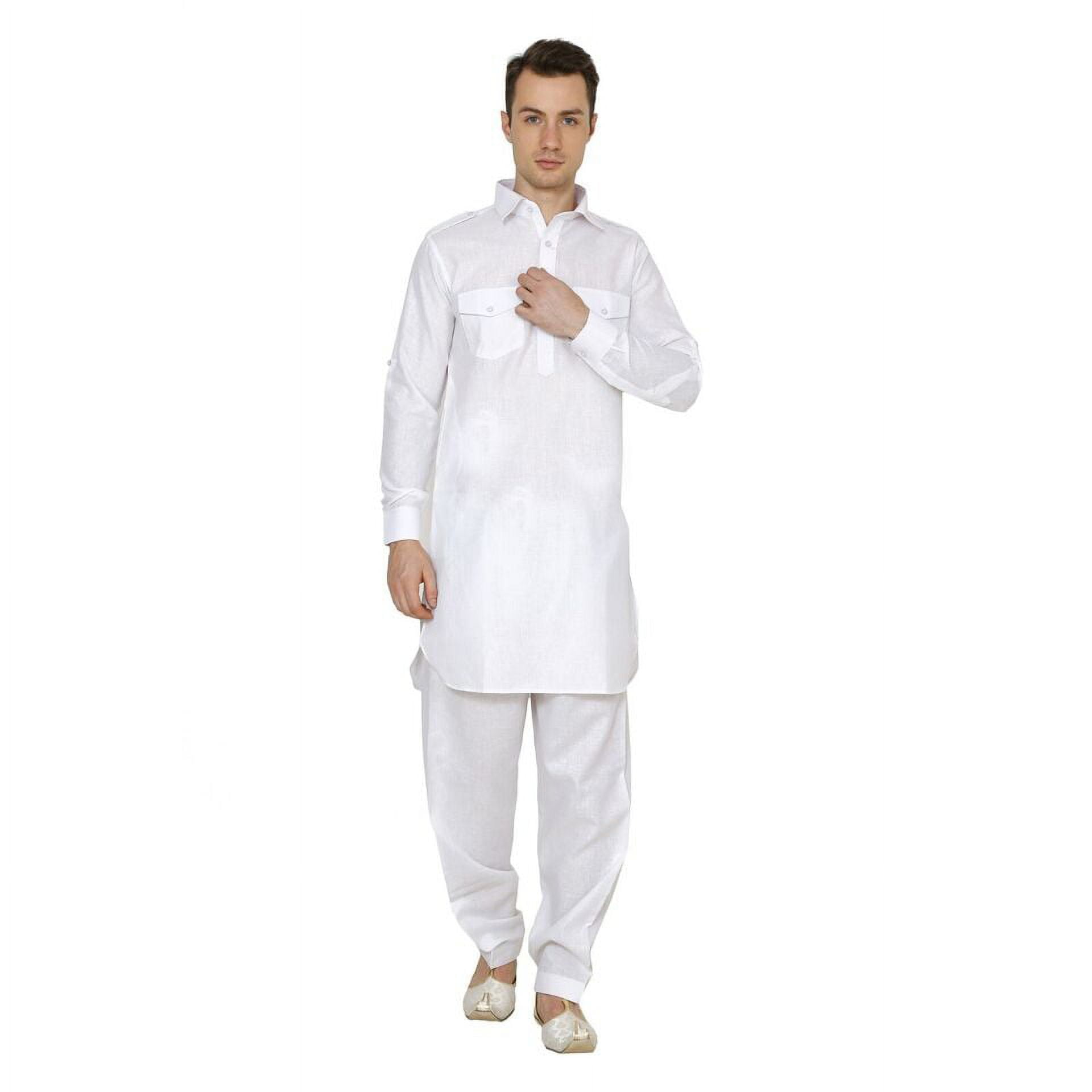 Pakistani Indian Men Wear Comfy Cotton Pathani Suit Kurta... - Walmart.com