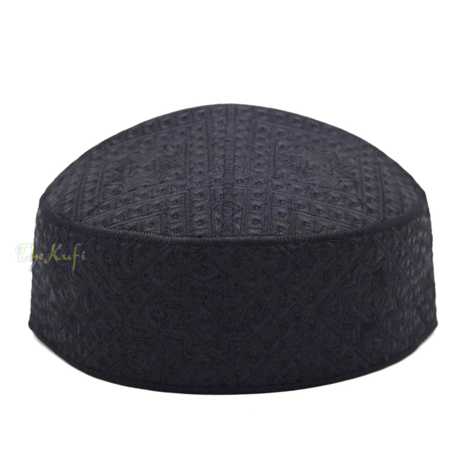 Pakistani Muslim Kufi Hats Black Intricate Embroidery Diamond Motif ...