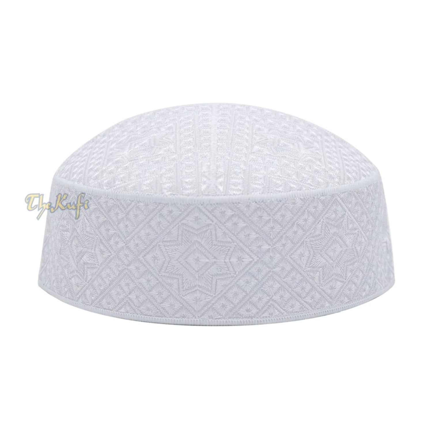 Pakistani Muslim Kufi Hats White Intricate Embroidery Diamond Motif ...