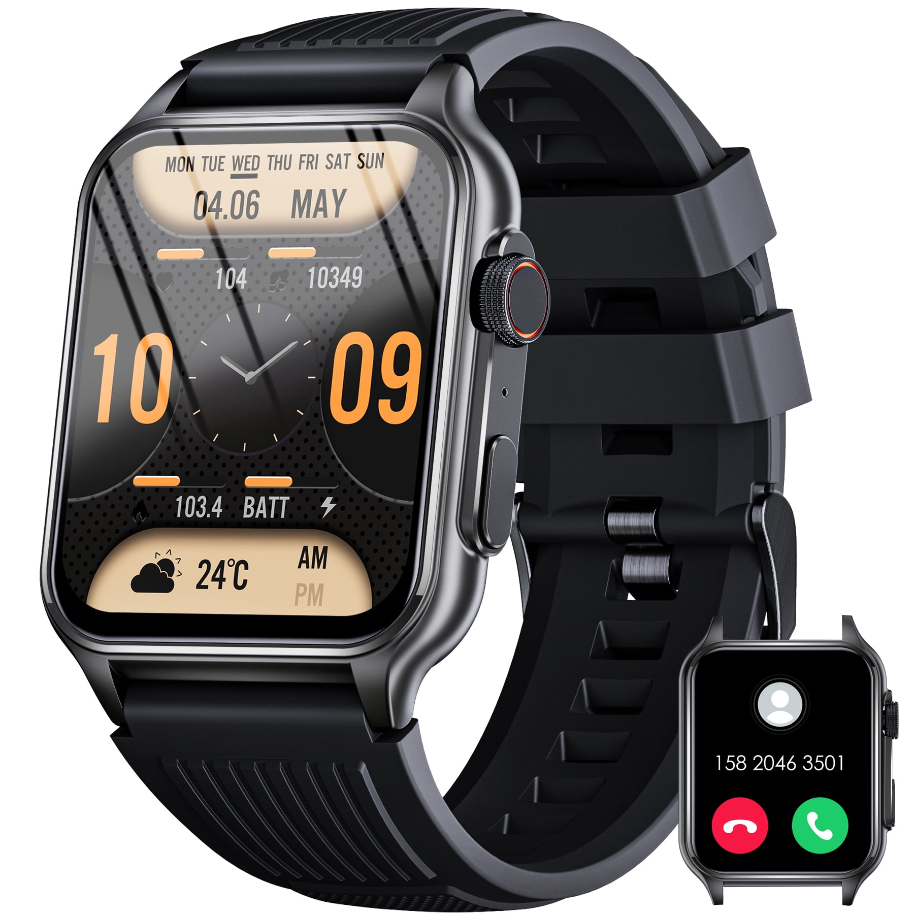 Pakrys Military Smart Watch for Men 1.96" HD Rugged Watch with ...