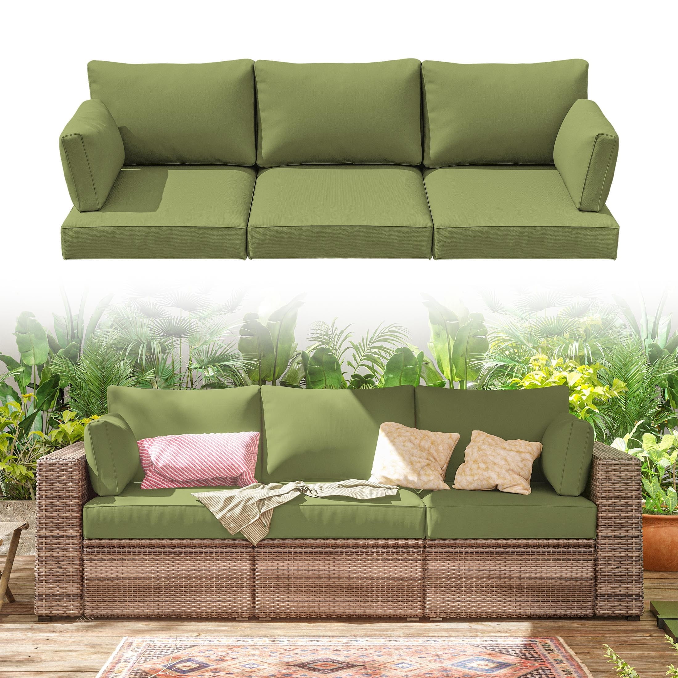 Pakunoda Outdoor Cushions Replacement, 8 Piece Sectional Cushion Fits 3 ...