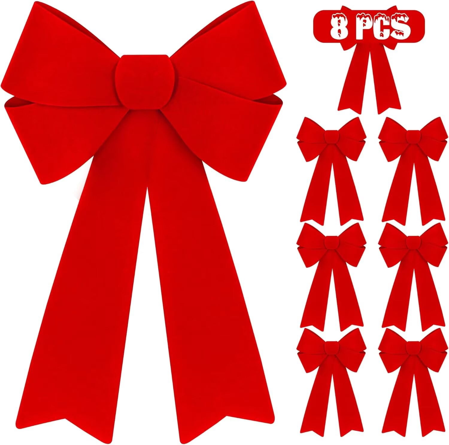 Pakyozj 8PCS Red Bows Christmas Decorations, 12 x 18 Inches Outdoor ...