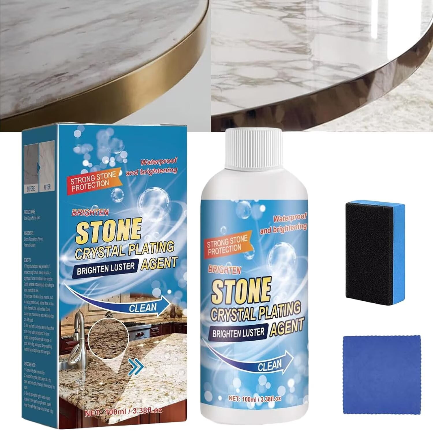 Pakyozj Stone Stain Remover, Stone Crystal Plating Agent, Granite ...