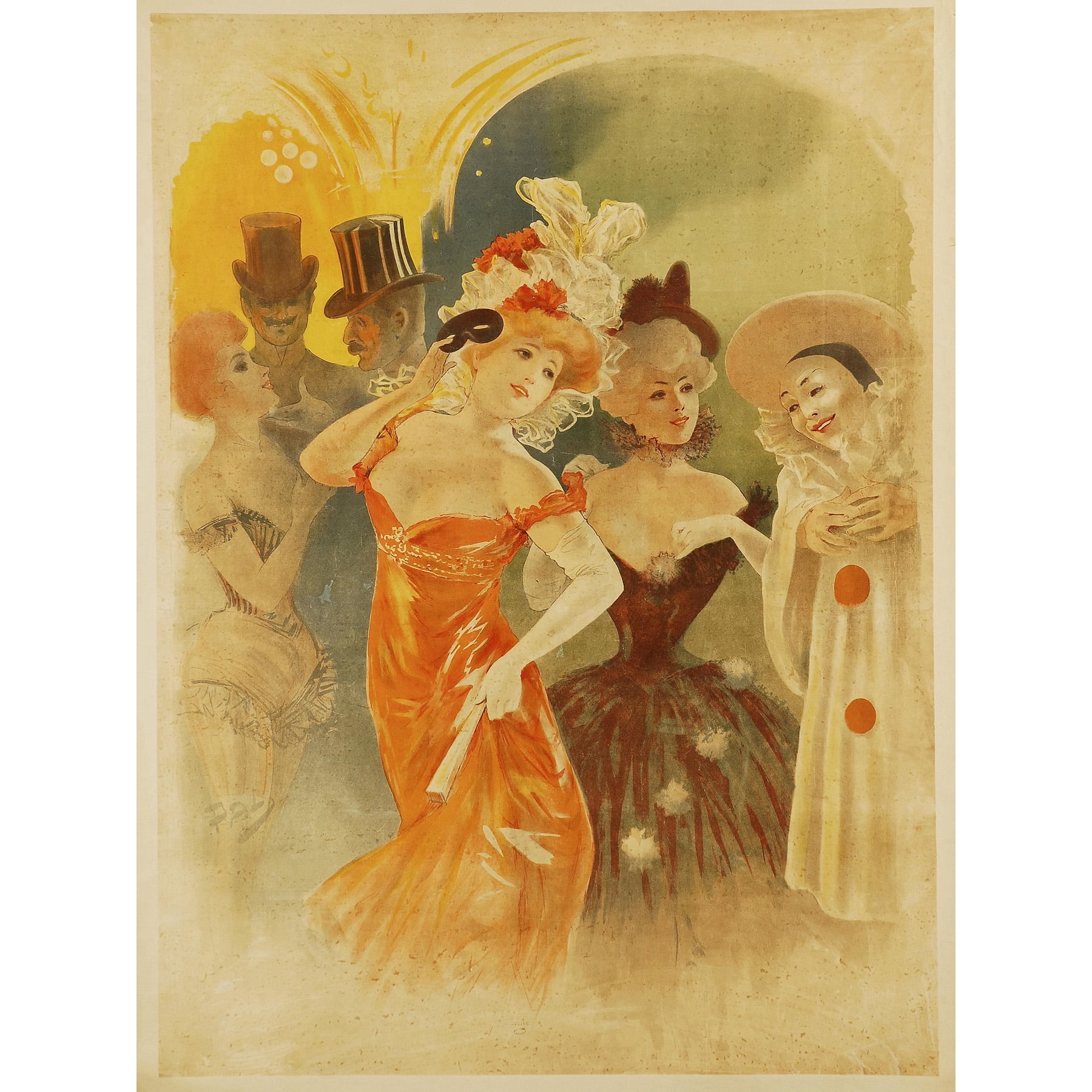 Pal Costume Ball Scene Masquerade Advert Extra Large Art Print Wall ...