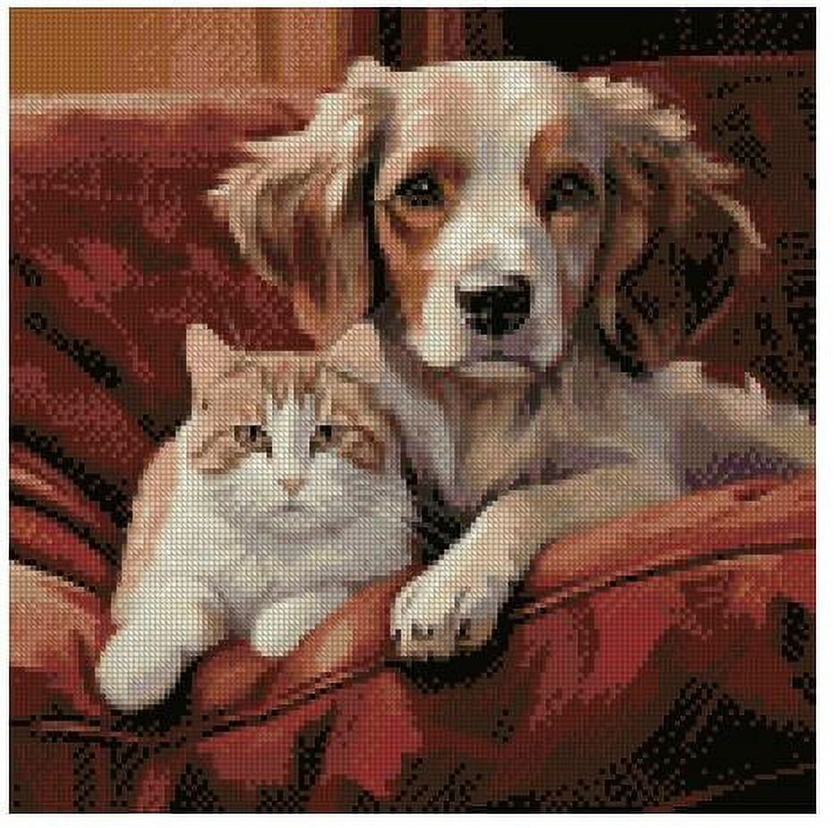 Pal on Sofa Cross Stitch Kits, 14 Count, 150x150 Stitch, 26x26cm, Cats ...