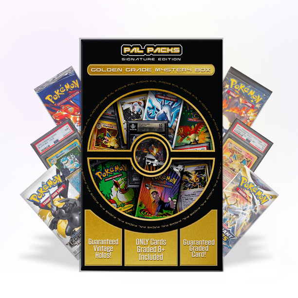 PalPacks Golden Pokemon Trading Card Mystery Box | Graded 8+ Card ...