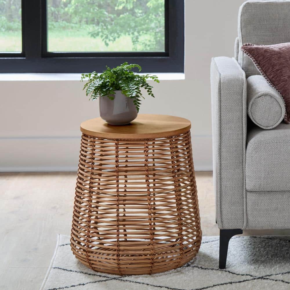 Pala 17.3 in. Natural Rattan Side Table with Removable Top for Storage - Walmart.com