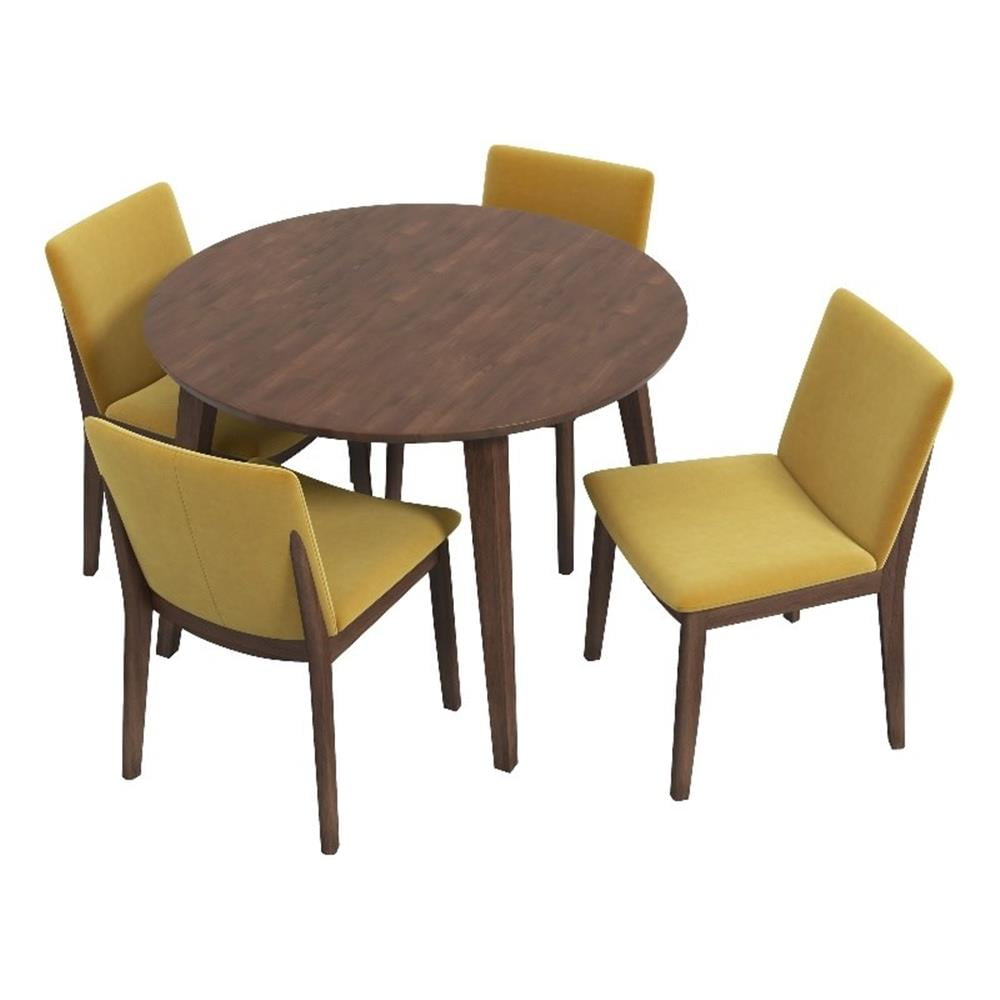 Pala Mid Century Modern Kitchen Solid Wood Walnut Table and Chairs for ...