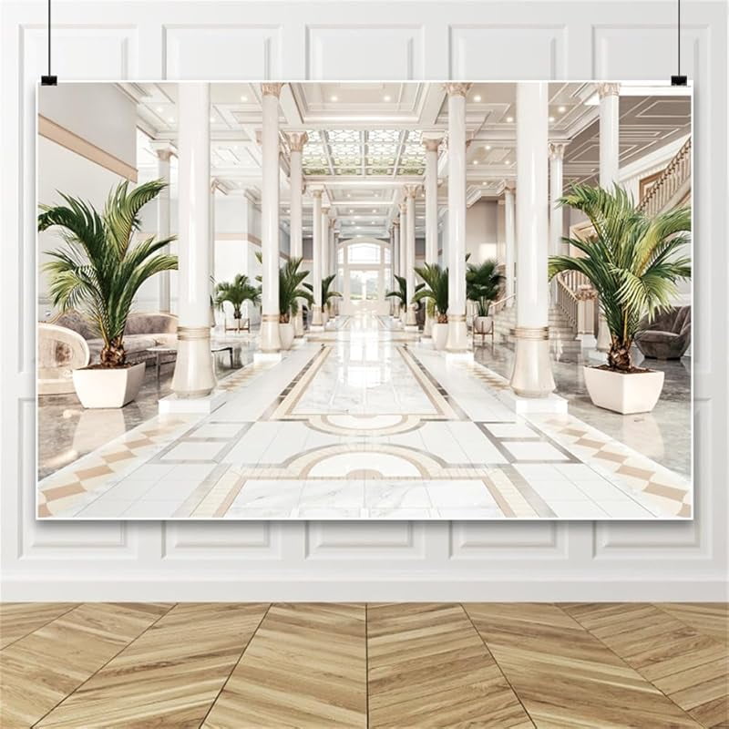 Palace Background for Photography Marble Floor Green Plants Medieval ...