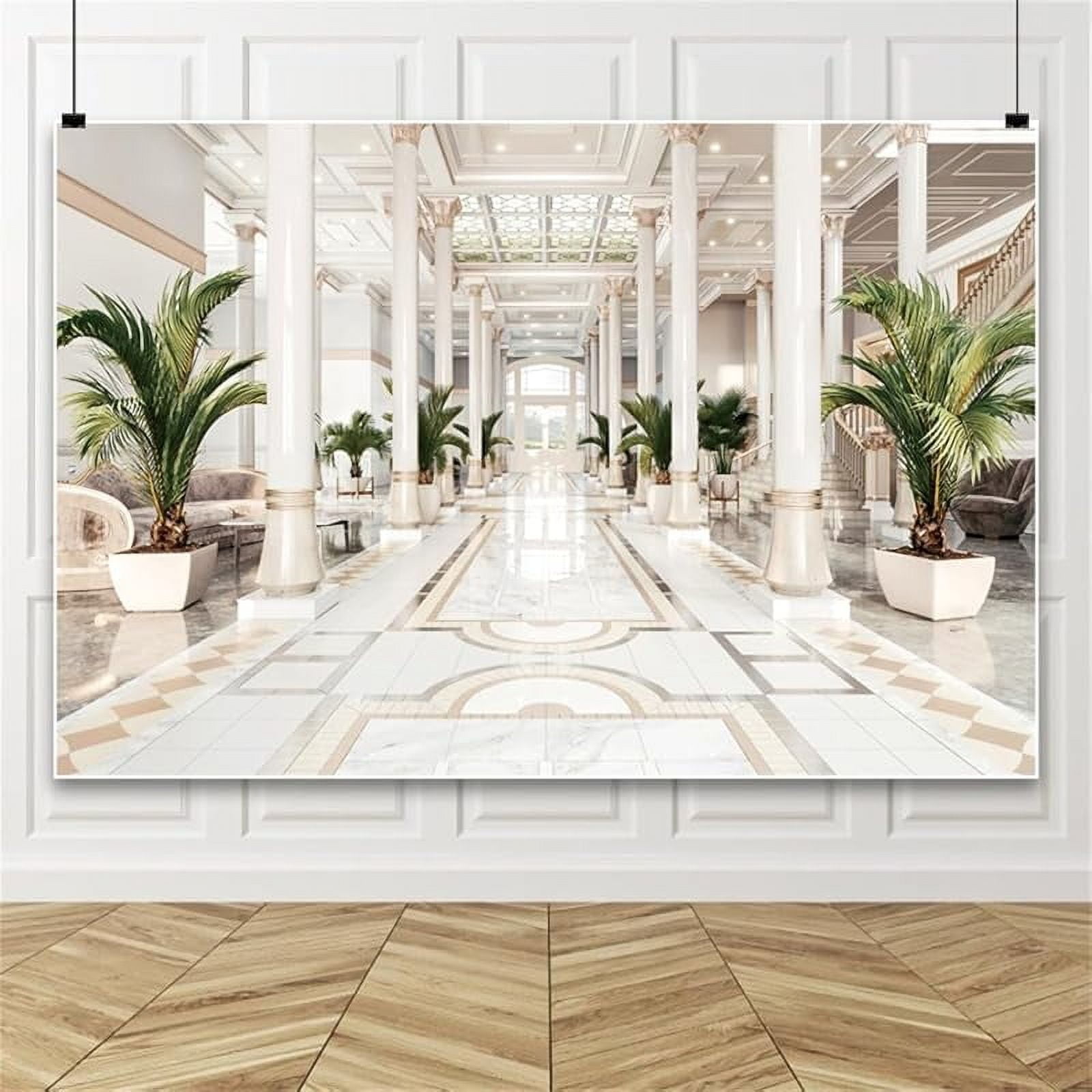 Palace Background for Photography Marble Floor Green Plants Medieval ...